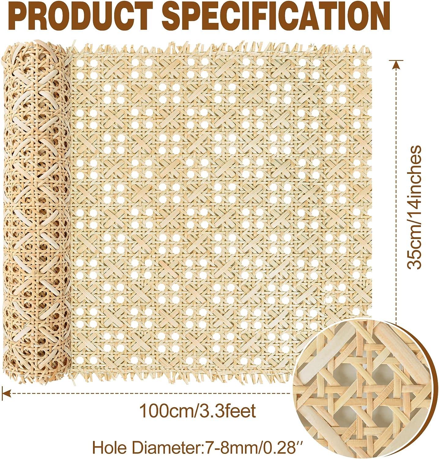 14 Pressed T Shape Cane Webbing Sheet - 3.3 ft Natural Rattan Roll for ...