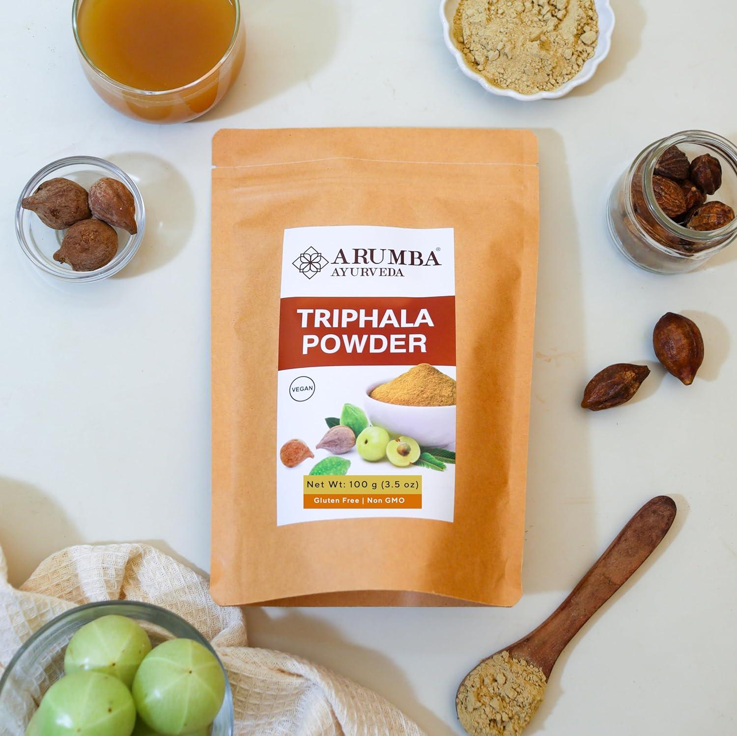 Arumba Ayurveda Triphala Powder 100g - Constipation Relief with Haritaki, Bibhitaki, Amla ...