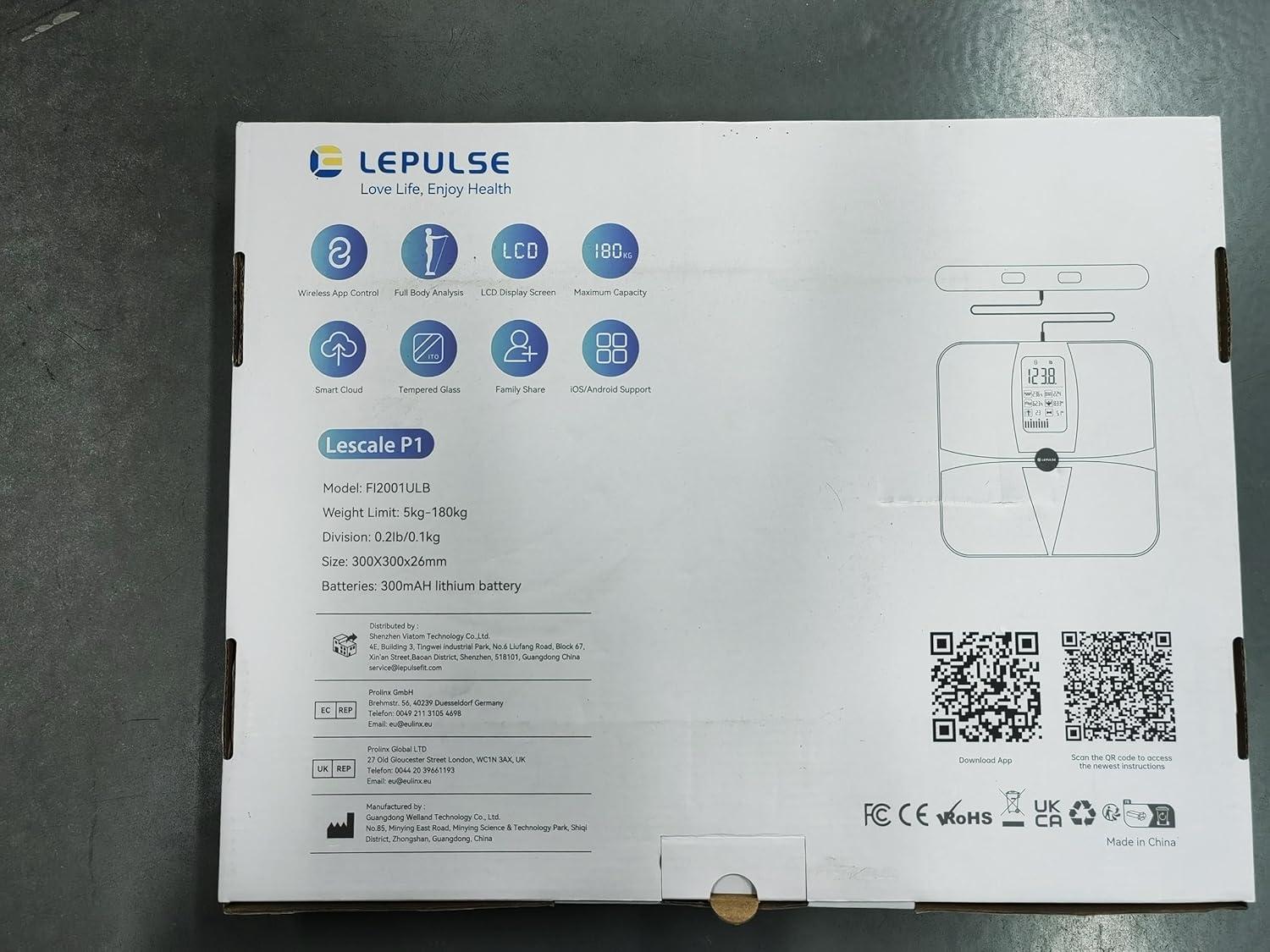 Body Fat Scale Lepulse 8 Electrodes Weighing Scale for Body Weight Fat Percentage Large Display ...