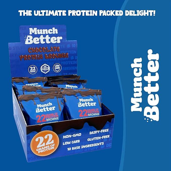 Munch Better 22g Protein Brownie Gluten Free Dairy Free10g Collagen Non ...