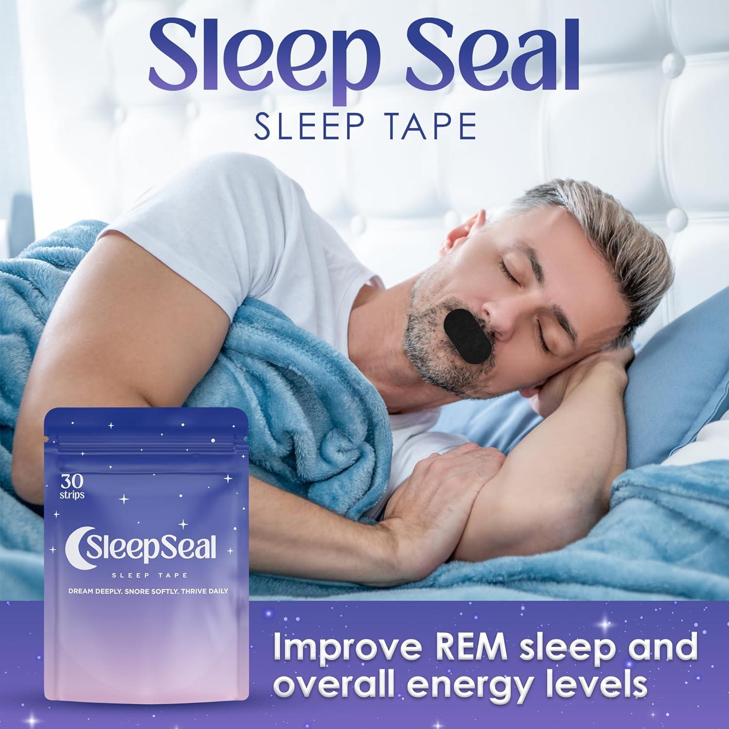 SleepSeal Mouth Tape for Sleeping - 60 Black Strips | Snoring Aid for ...