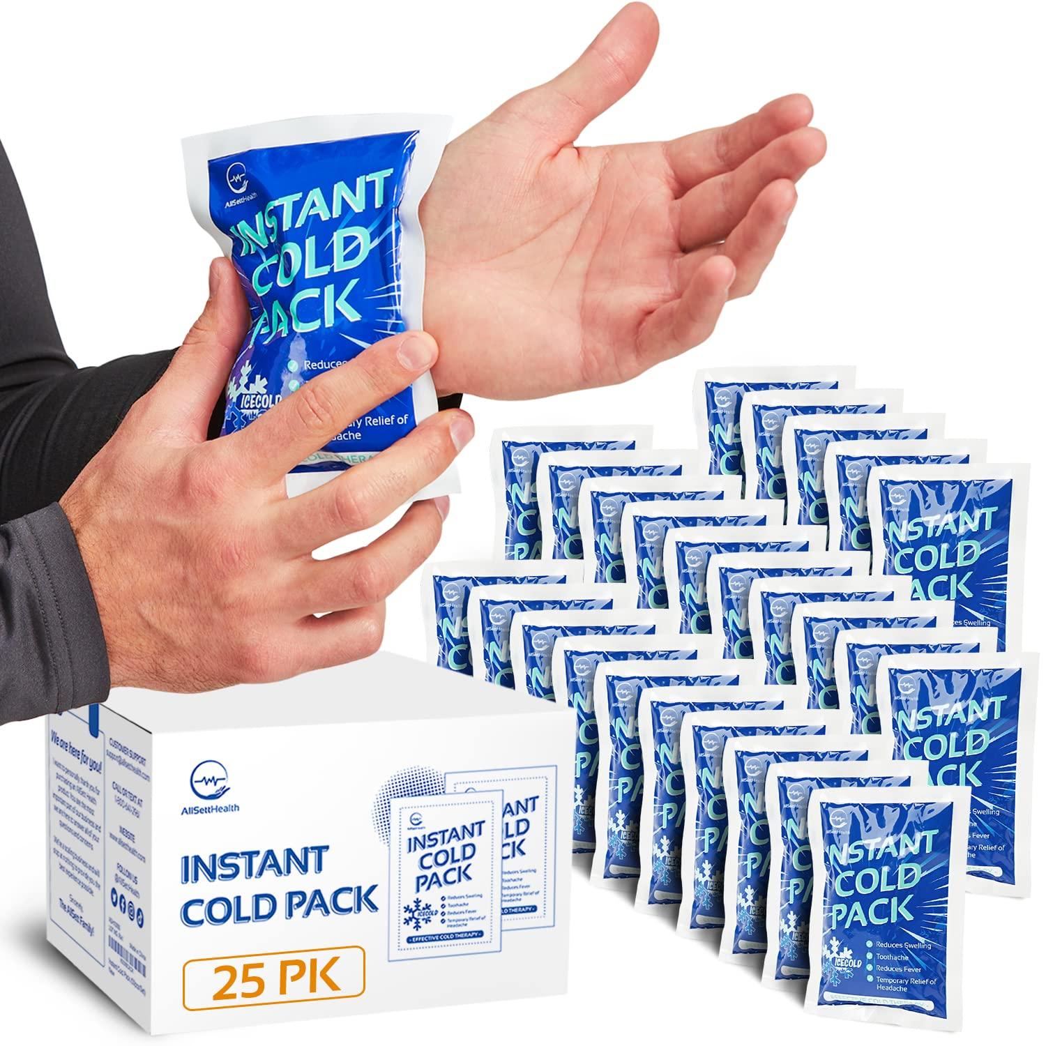 25 Pack Disposable Instant Cold Packs for Injuries - Pain Relief ...