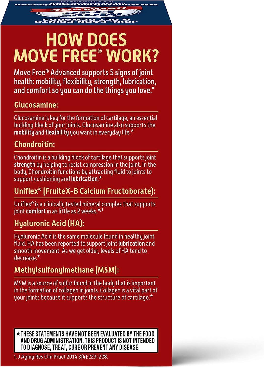 Move Free Advanced Plus MSM Coated Tablets - Joint Health Supplement ...