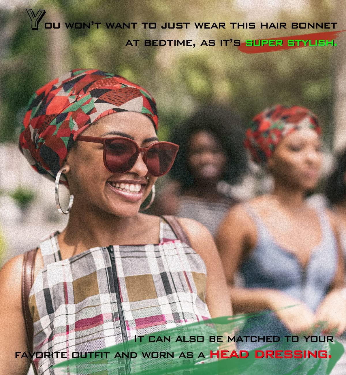 Silk Satin Adjustable Red Cap for Curly Hair - Sleep in Style and ...