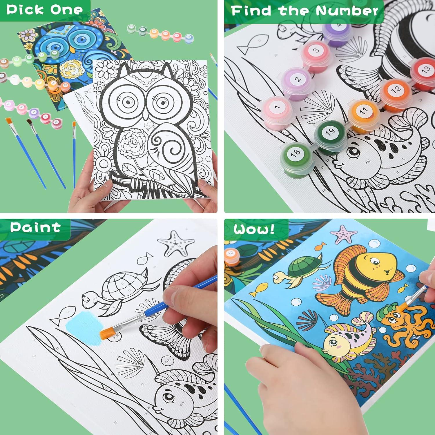 Kids Paint by Numbers Kit - Underwater World Theme | 3 Pack | Ages 8-12 ...