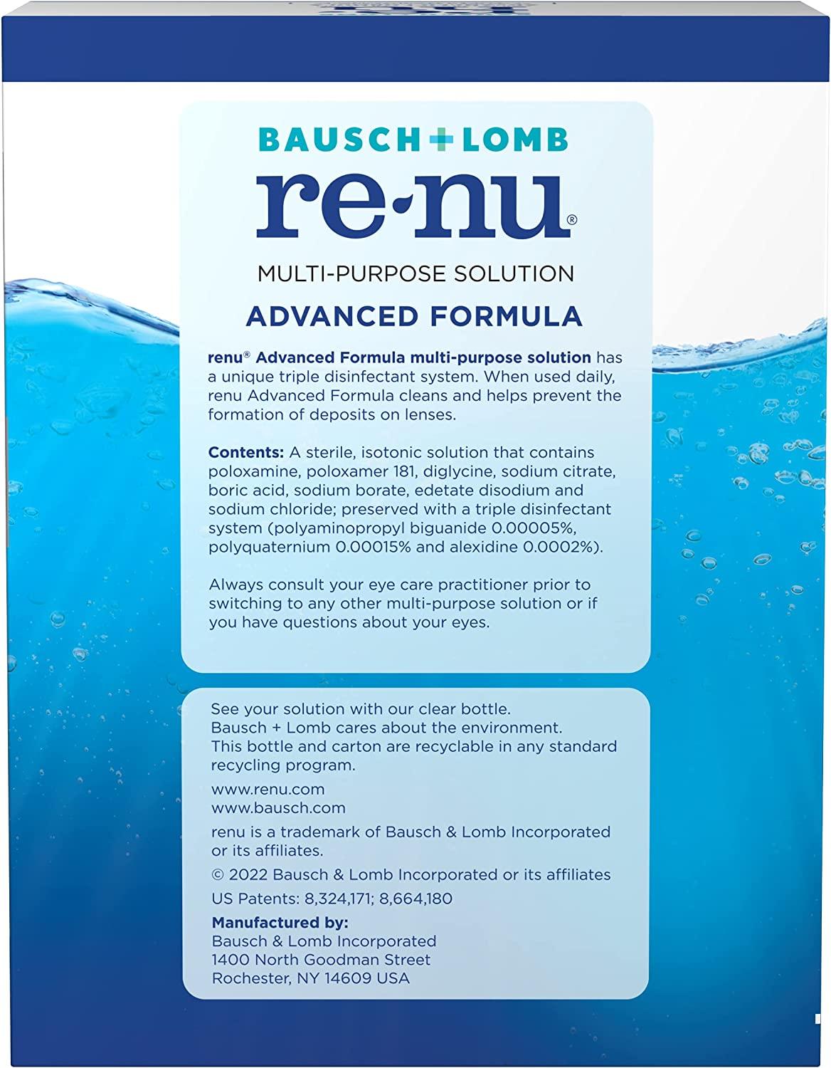 Renu Advanced Formula Contact Lens Solution 12 Fl Oz (Pack of 2) | Buy ...
