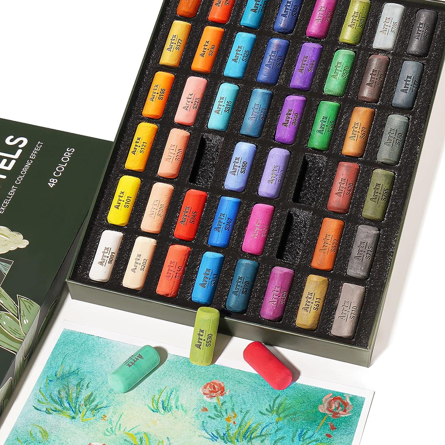 Arrtx Soft Pastels Set - 48 Assorted Colors for Artists & Beginners ...
