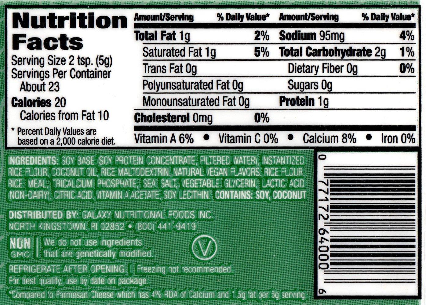 Go Veggie Vegan Parmesan Cheese 4oz - Pack of 2 | Dairy-Free Cheese ...