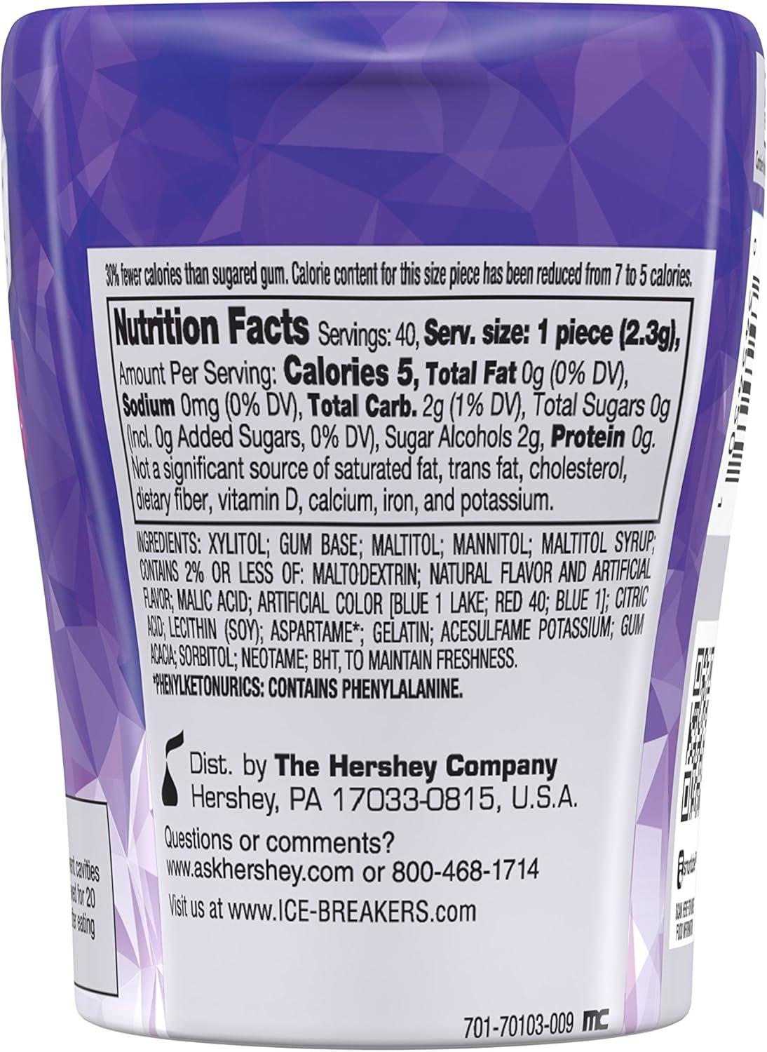 ICE BREAKERS ICE CUBES Sugar Free Gum Arctic Grape 40 Piece Arctic ...