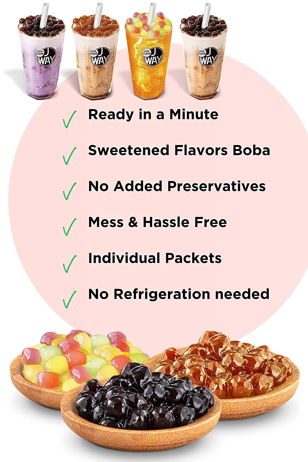 J WAY Instant Boba Bubble Pearl Variety Milk Tea Fruity Tea Kit with ...