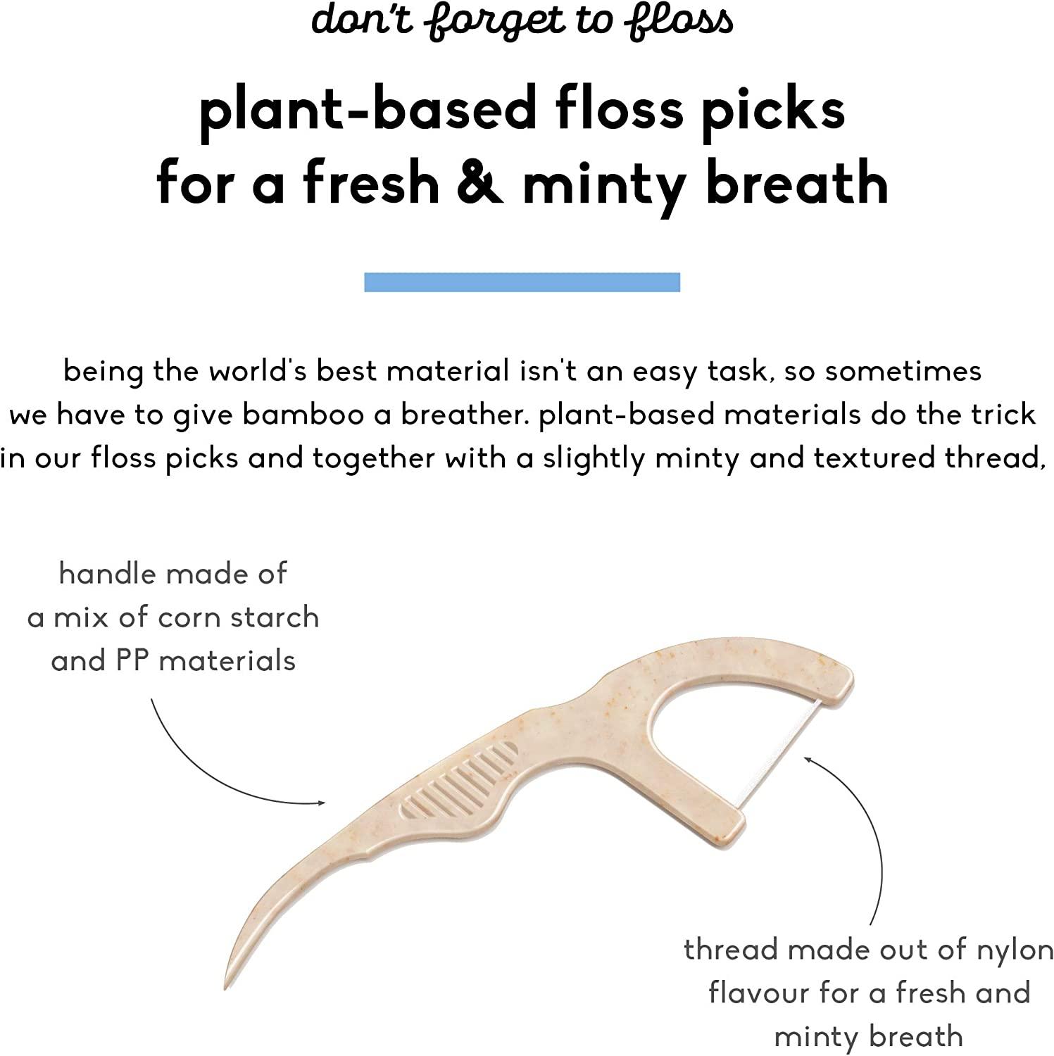The Humble Co. Floss Picks - 200 Count, Sustainable Plant Based Natural ...