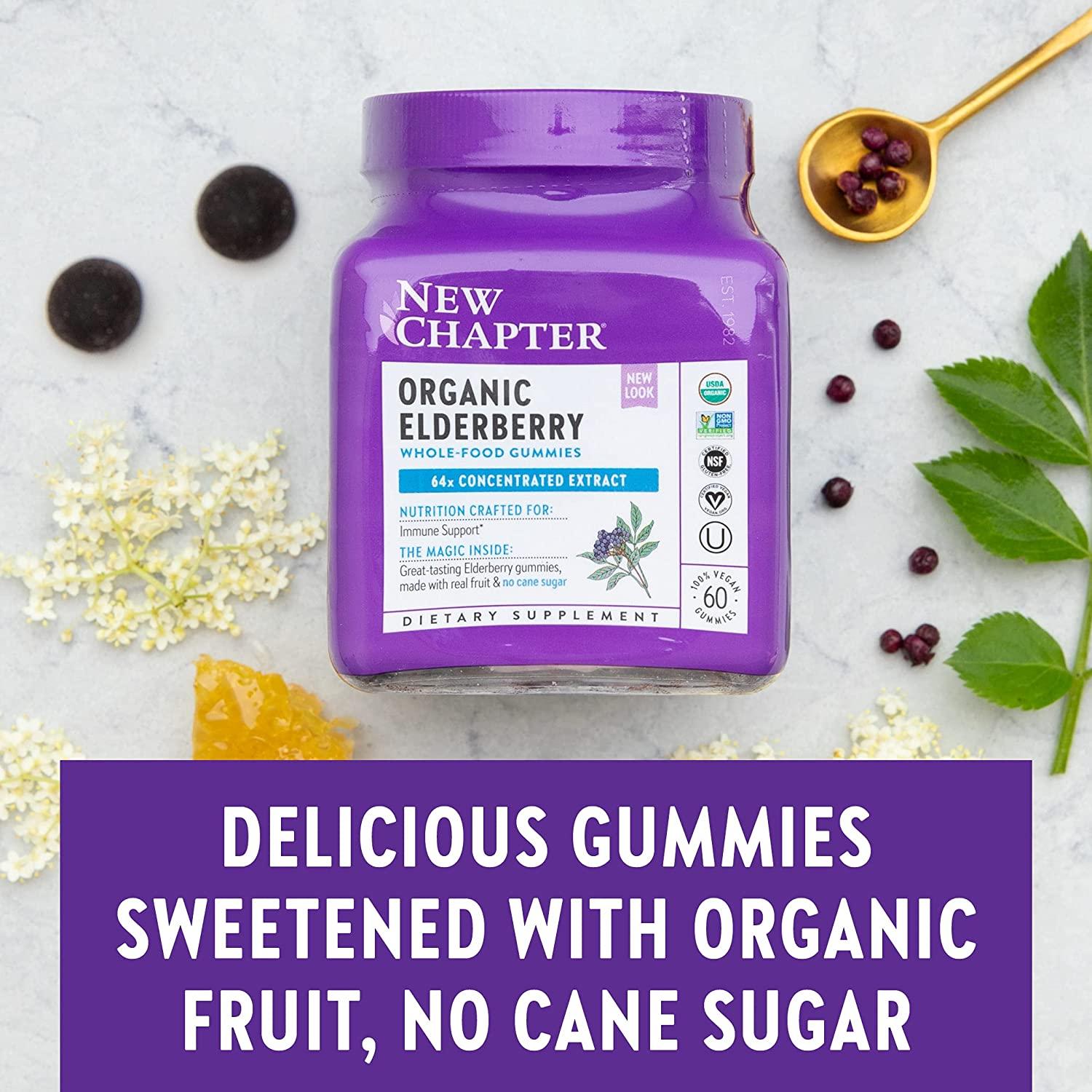 New Chapter Organic Elderberry Gummies - 60 Vegan Whole-Food Gummies ...