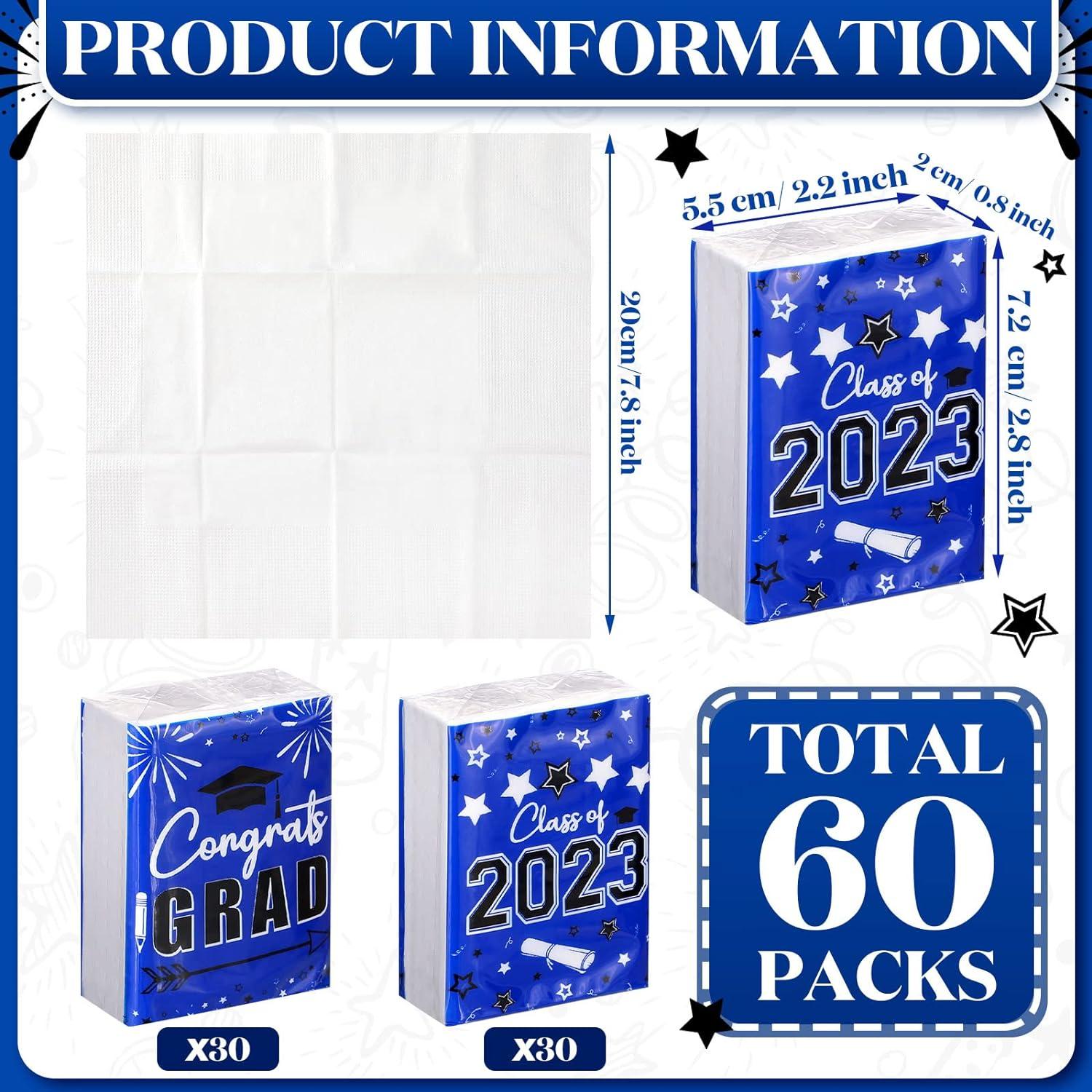 60 Pack 2023 Graduation Pocket Tissues - Congrats Grad - 3 Ply Travel ...
