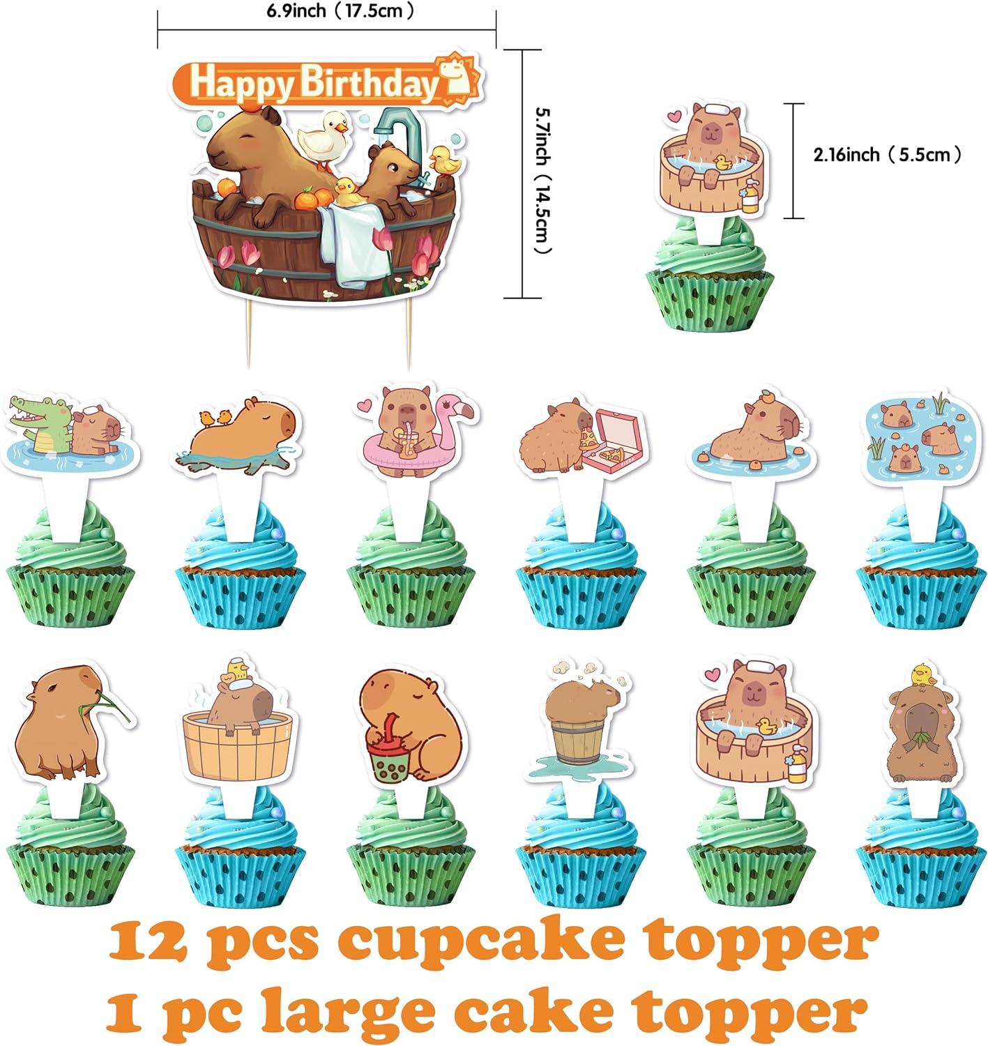 Gallasy 13pcs Capybara Birthday Cupcake Topper Capybara Cake Topper for ...