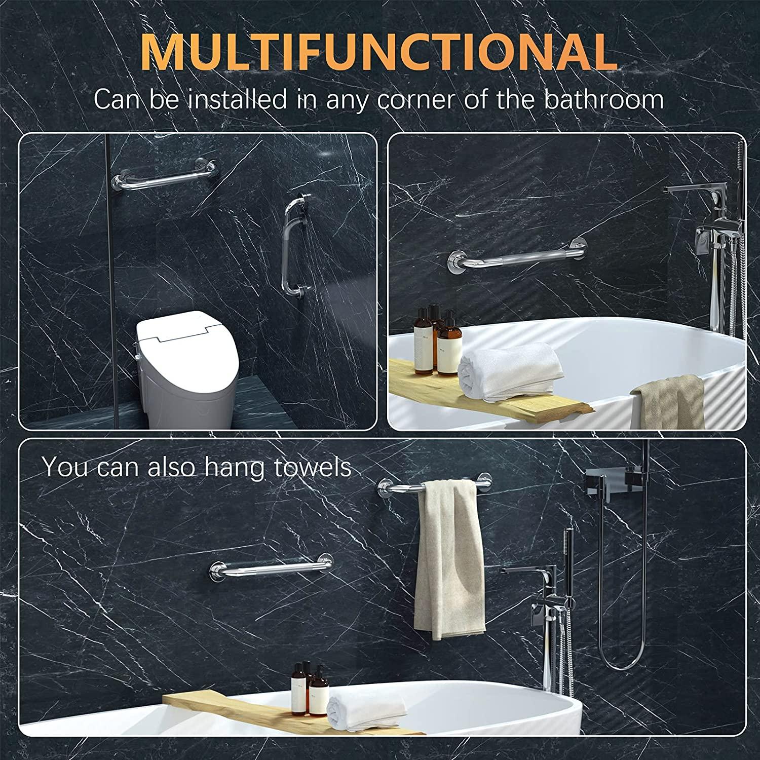 16 Inch Anti-Slip Shower Grab Bar iMomwee Chrome Stainless Steel ...