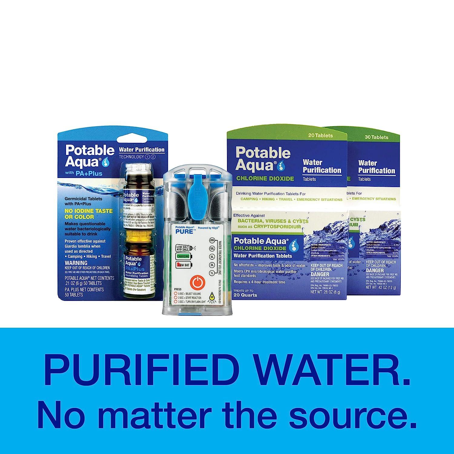 Potable Aqua Water Purification Tablets - 100 Count Twin Pack for ...