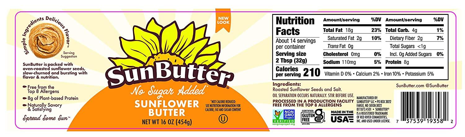 SunButter Natural Sunflower Butter with Salt (Pack of 6) - 16 Ounce, No ...