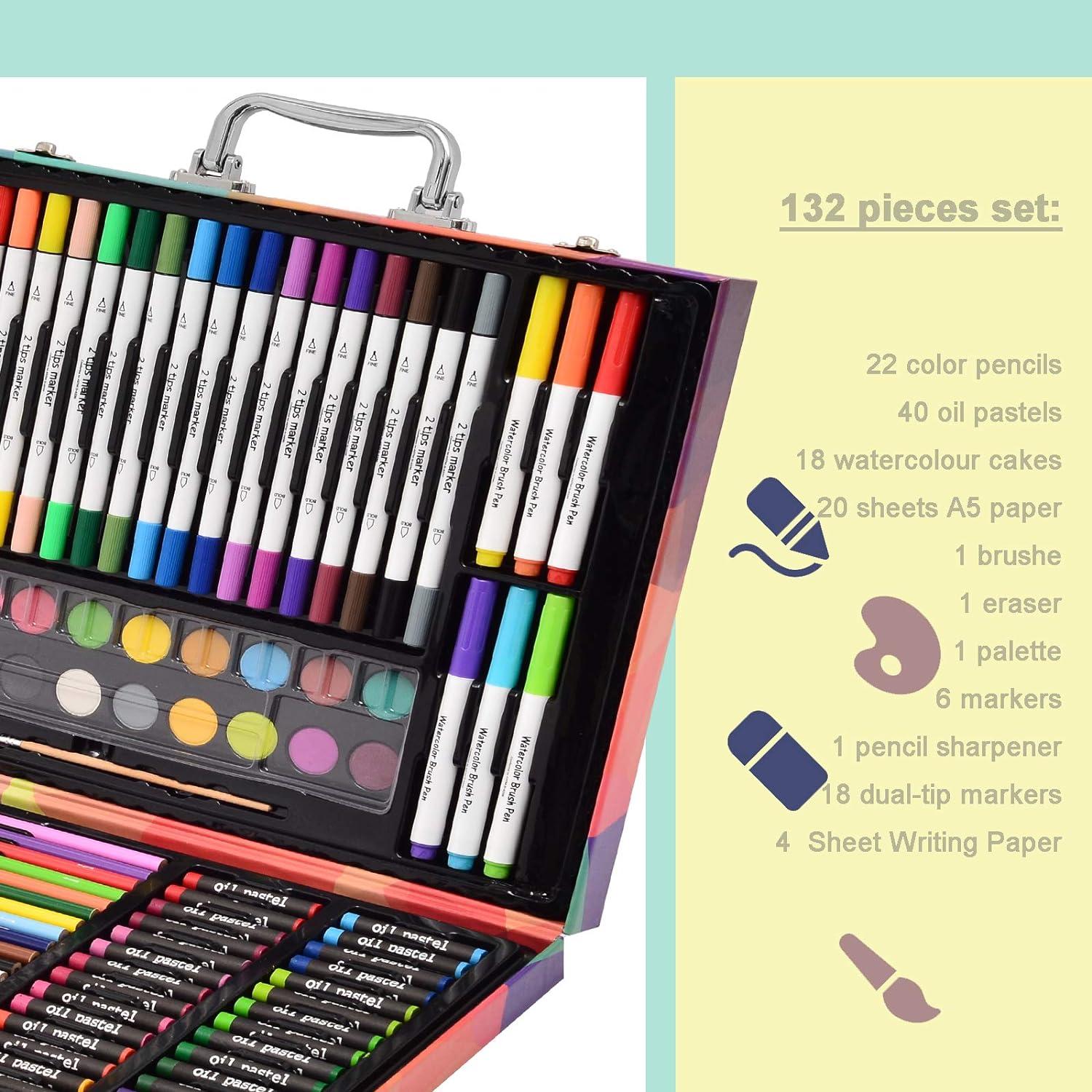 Darnassus 132-Piece Art Set Deluxe Professional Color Kit for Kids ...