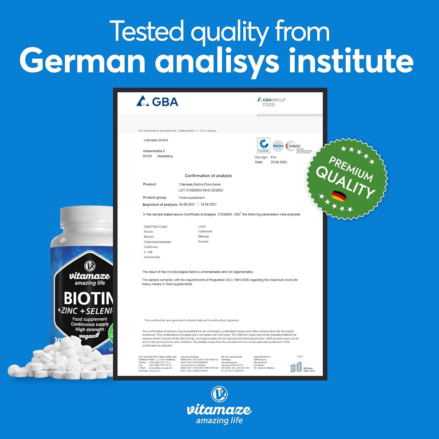 Biotin Hair Growth 10,000mcg with Selenium & Zinc | 365 Vegan Tablets ...