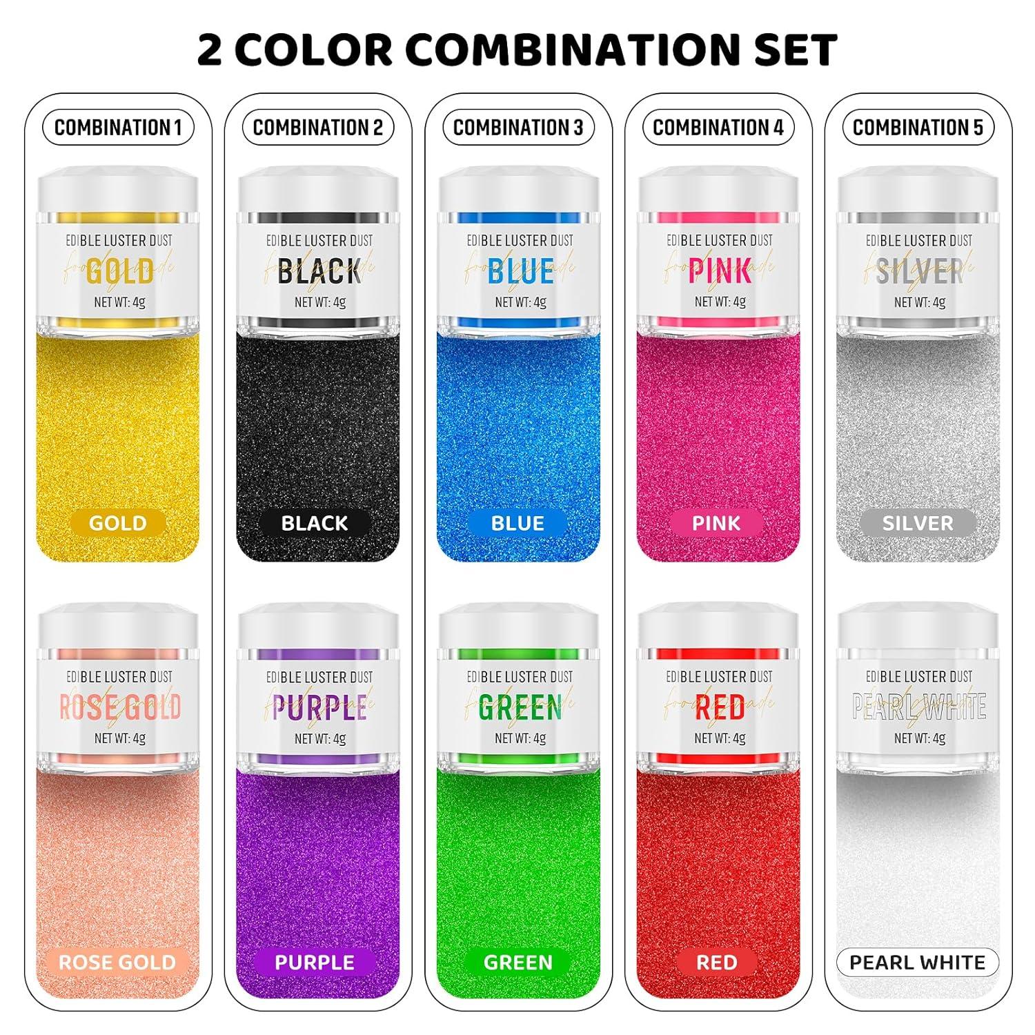 Edible Glitter Set - Black & Purple Powder for Drinks Desserts ...