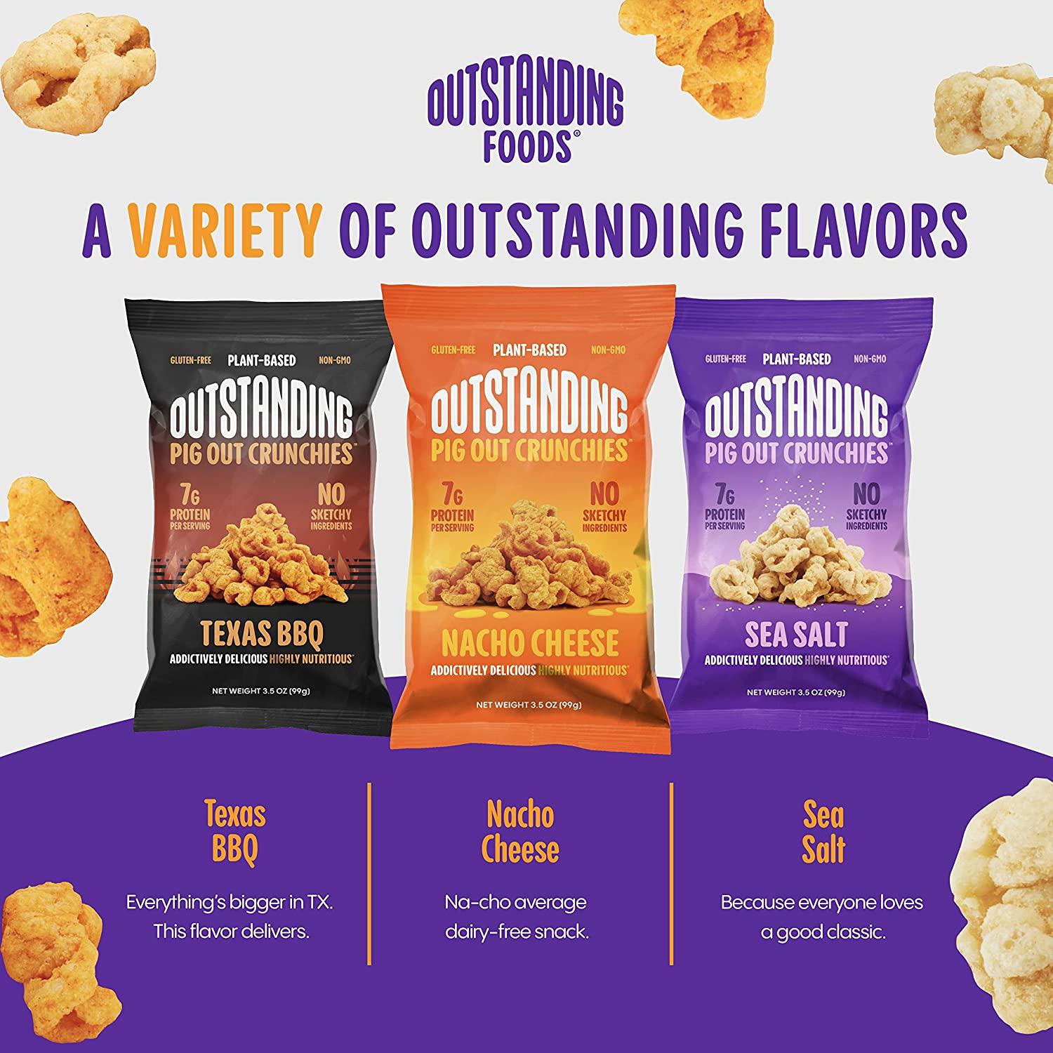Outstanding Foods Pig Out Crunchies Variety Pack - Plant-Based Protein ...