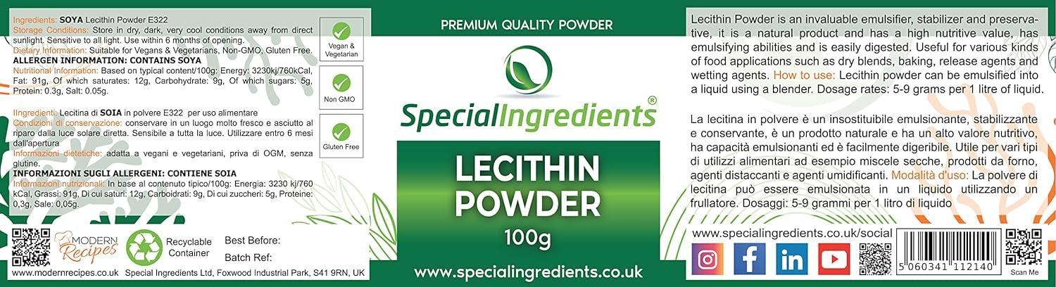 Lecithin Powder 200g (2 x 100g) Premium Quality - Vegan, Non-GMO ...