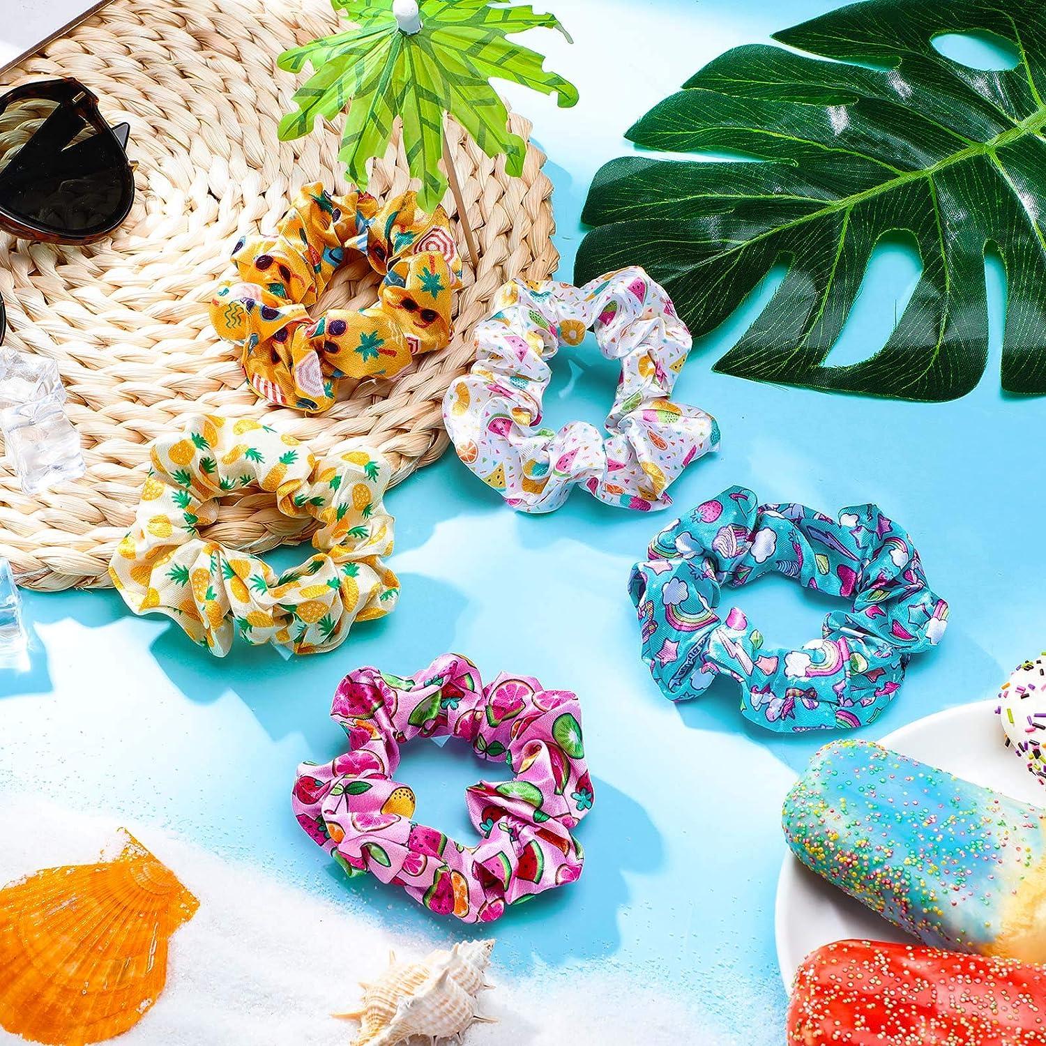 30 Cute Fruit Print Hair Scrunchies for Women, Girls, and Kids ...