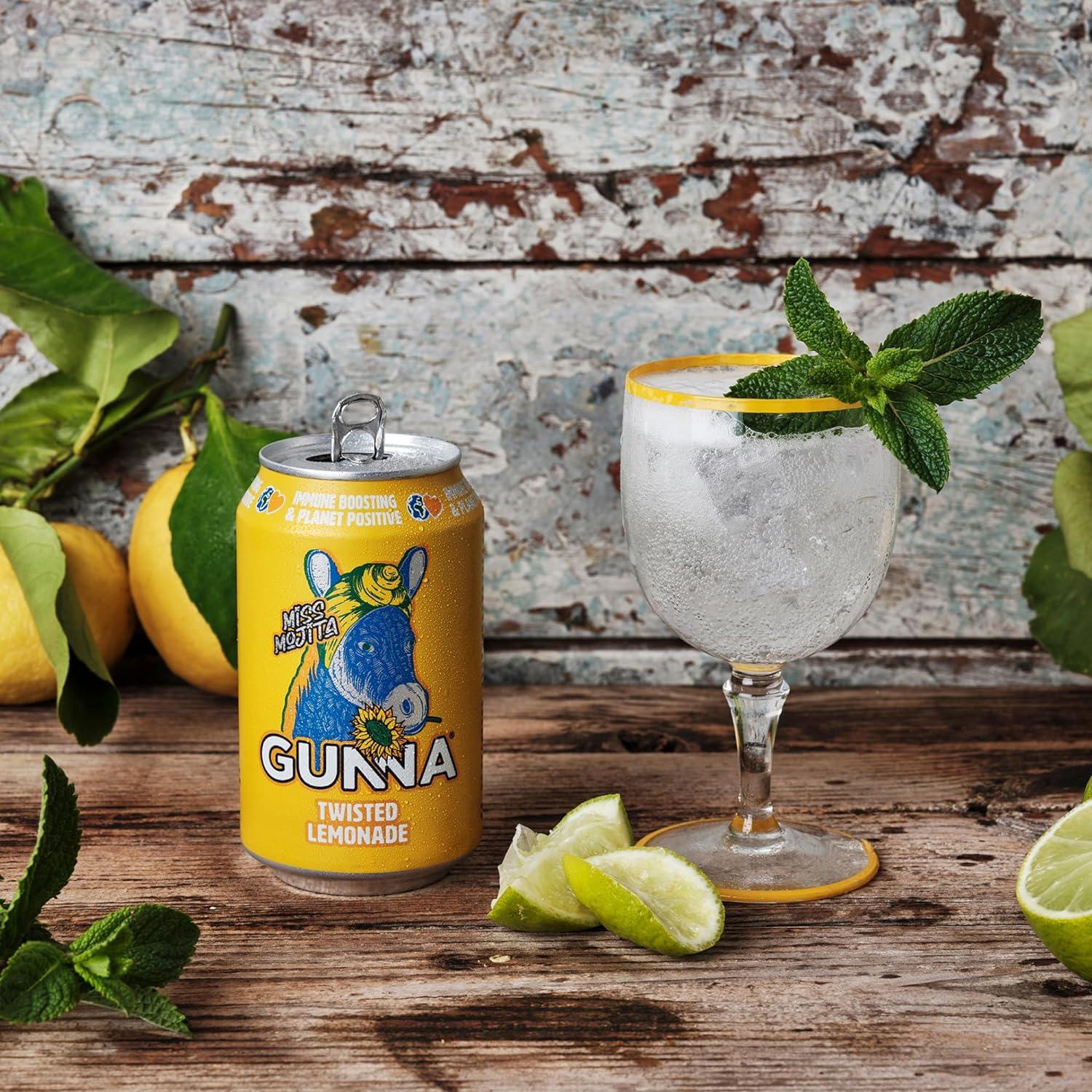 Gunna Fizzy Drinks Lemonade and Mint Cans Natural Vegan Natural Soft ...