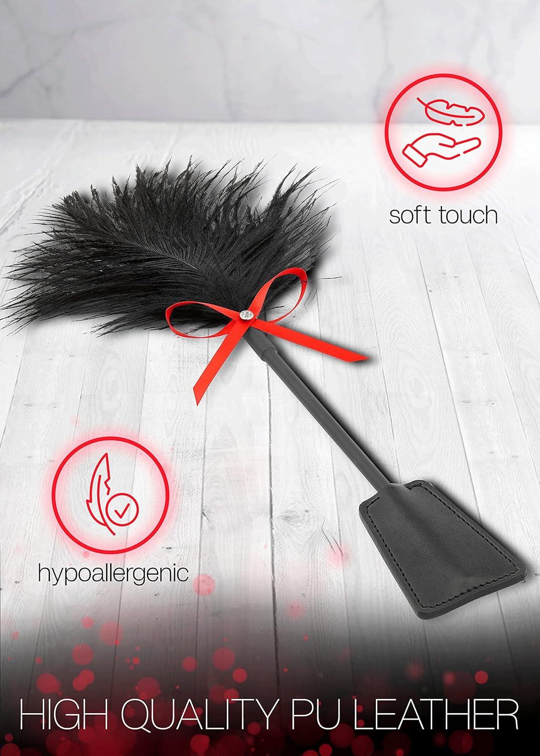 Crop Feather Tickler and Eye Mask Set - Sensual BDSM Accessories | Buy ...