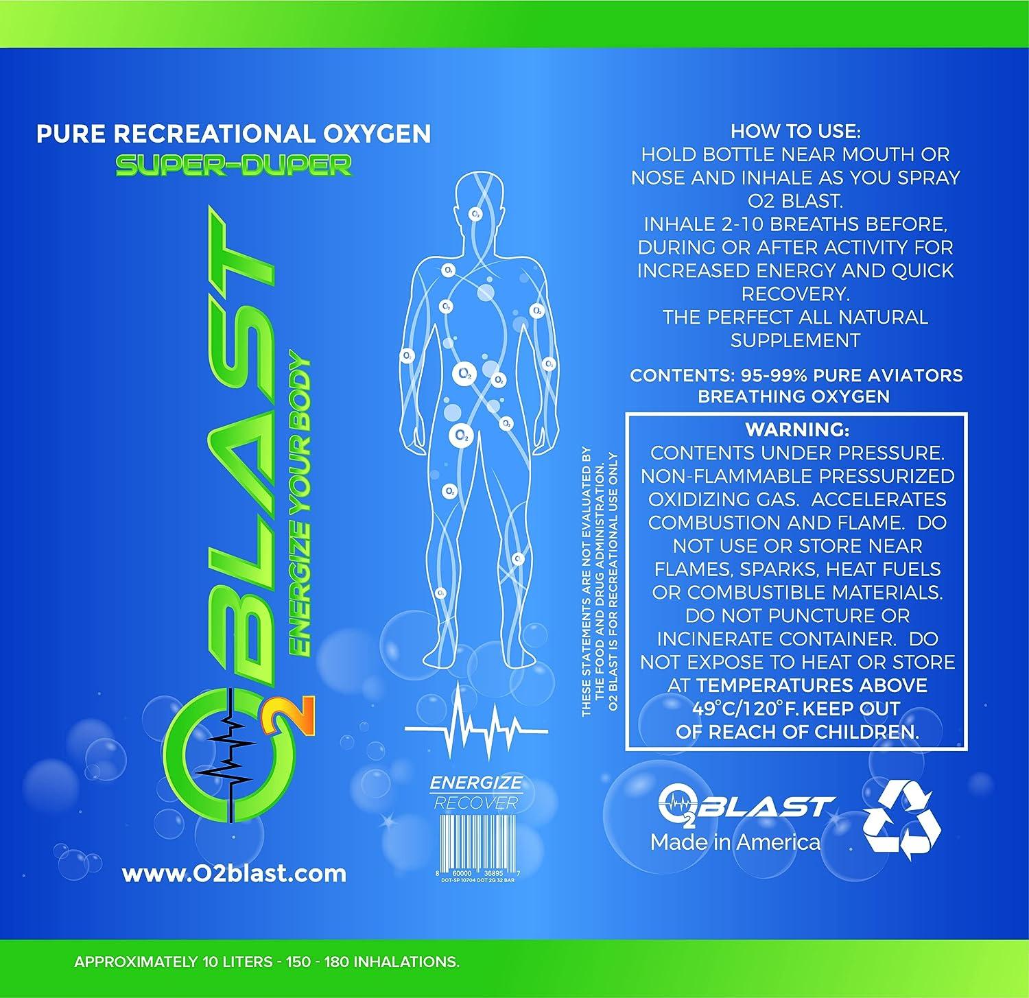 O2 Blast 10L Single Can 99.7% Pure Oxygen Supplement with Custom Mask ...
