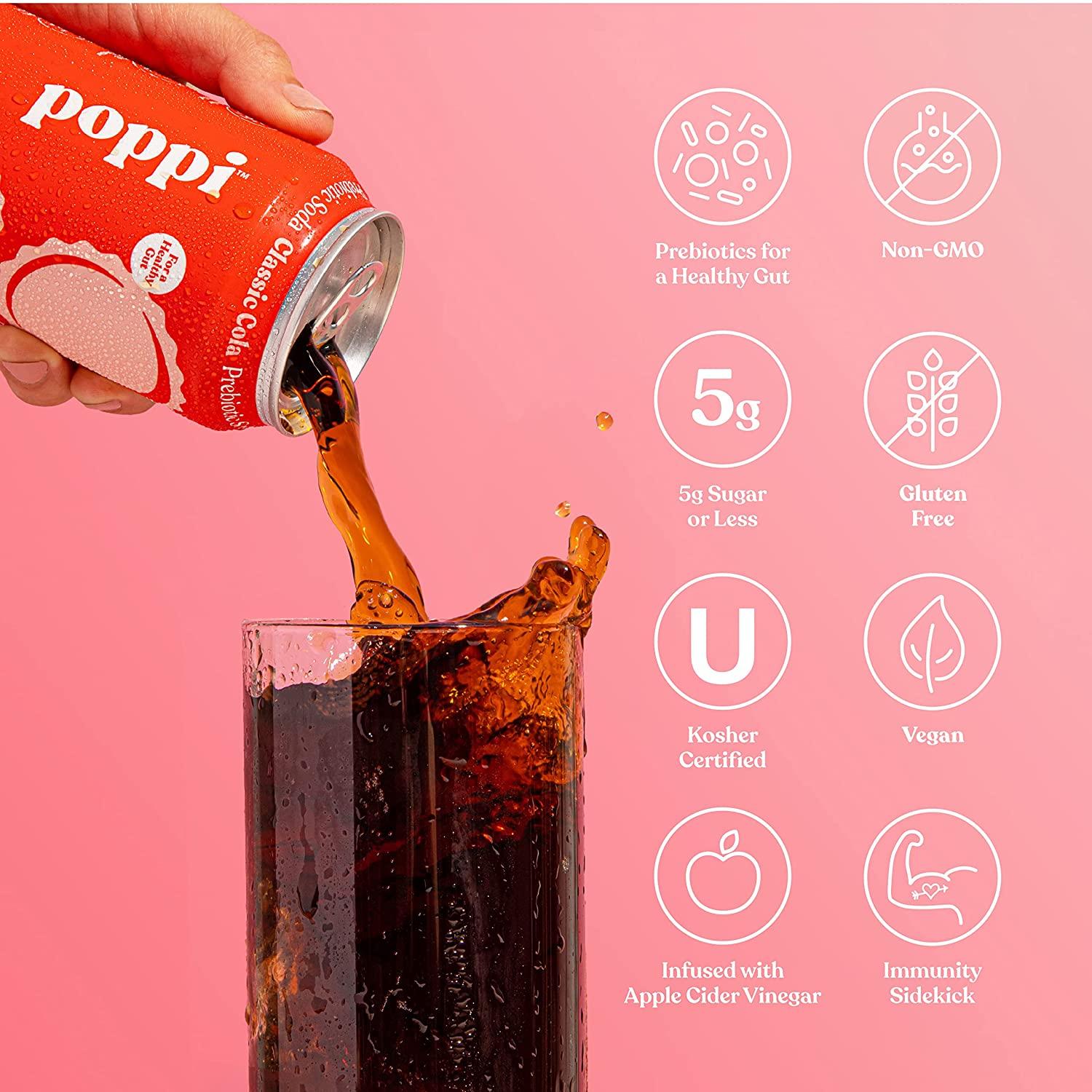 POPPI Sparkling Prebiotic Soda Classics Variety Pack - 12oz (12 Pack ...