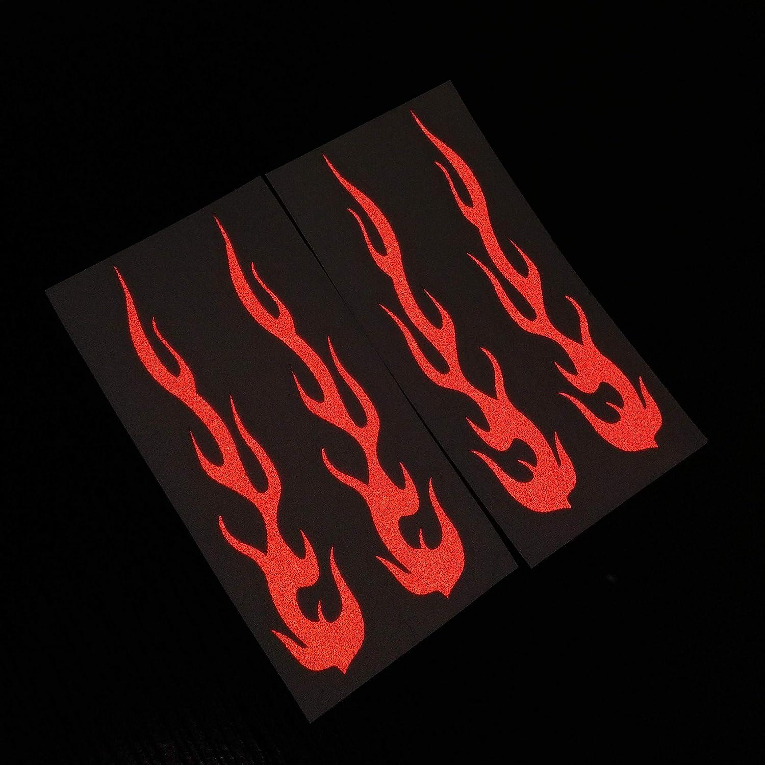 Red Hot Rod Flame Fire Reflective Decals Sticker 1x5 for Helmet Bike ...