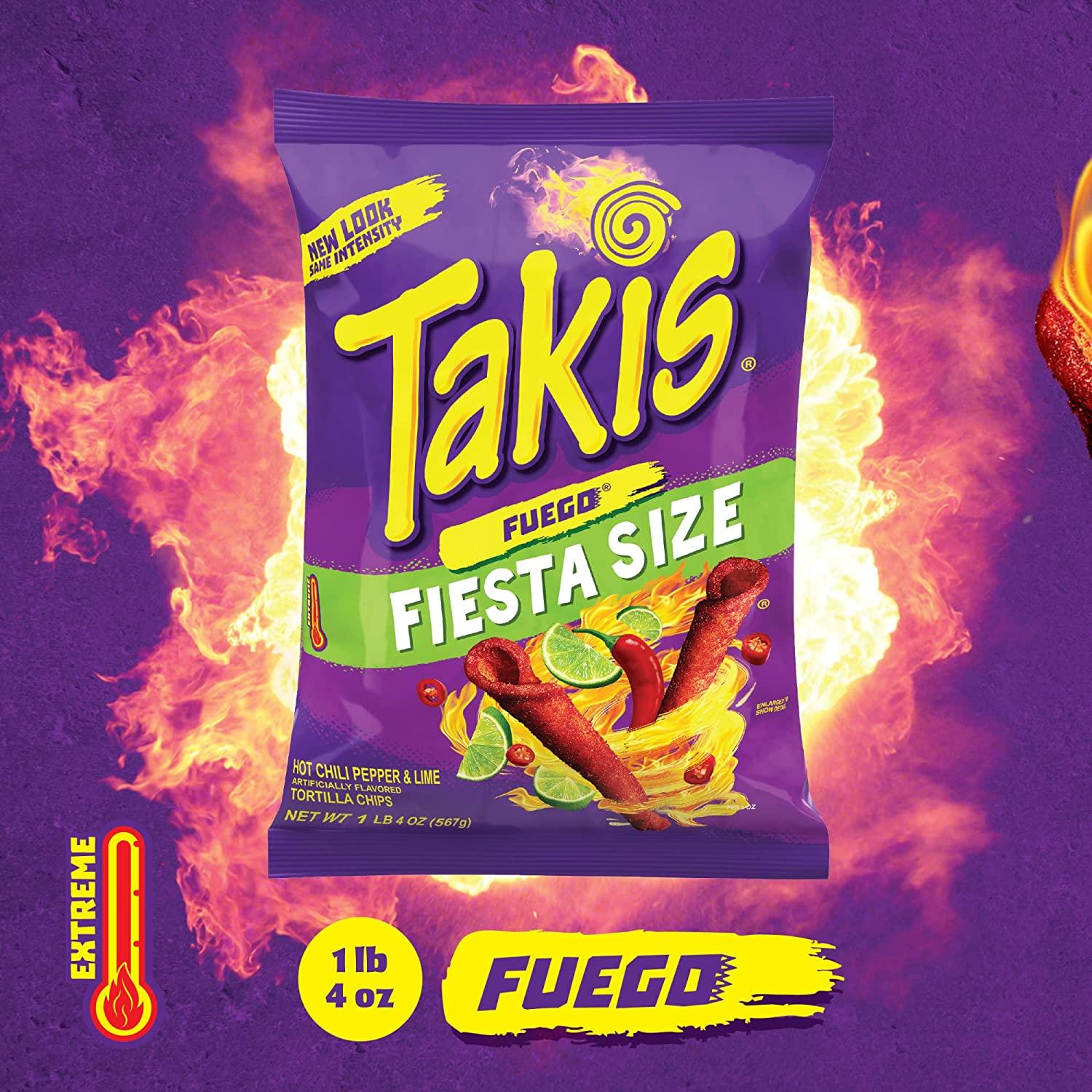 Takis Fuego Rolled Tortilla Chips - Hot Chili Pepper & Lime Flavor ...