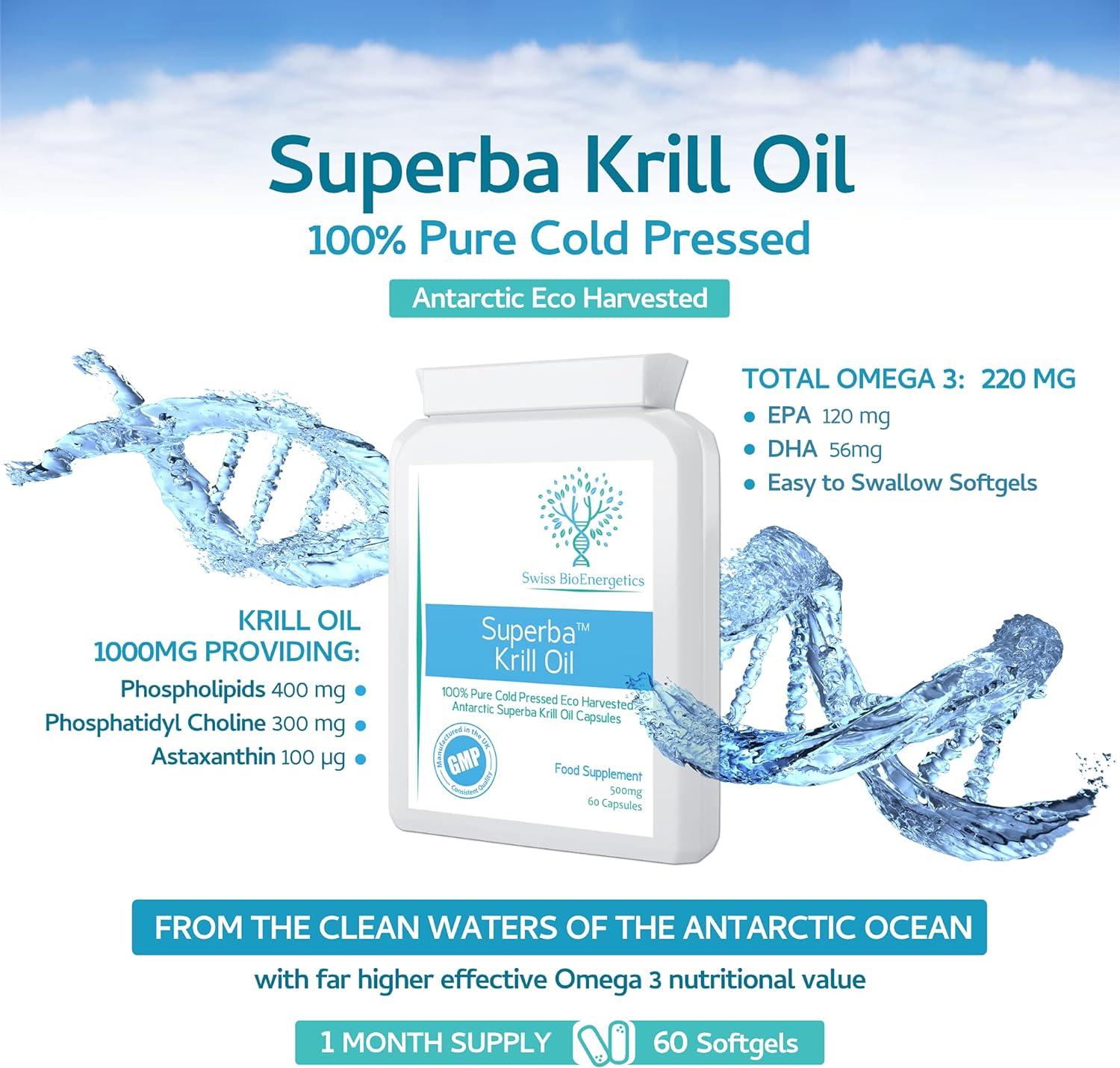 Superba Krill Oil Extract 500mg - 60 Capsules | 100% Pure Cold Pressed ...