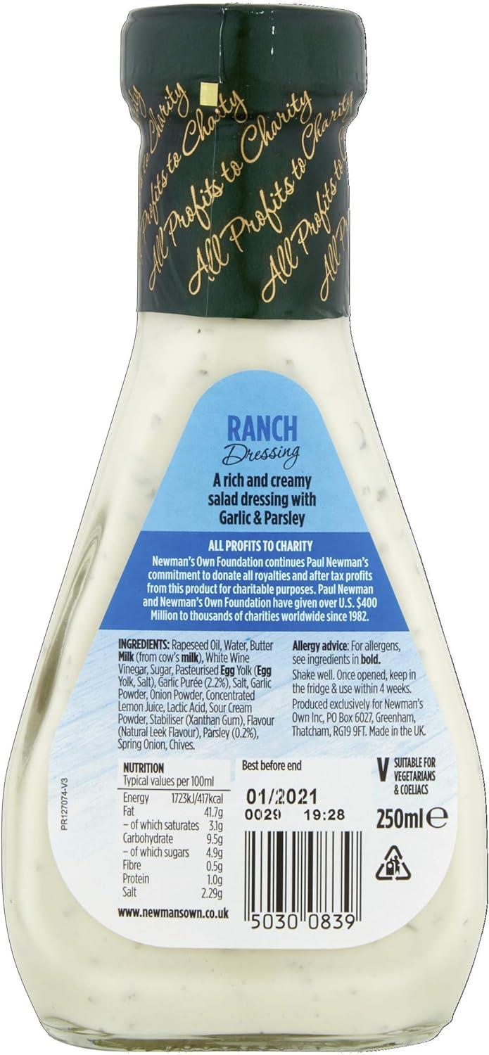 Newman's Own Ranch Dressing 250ml - Delicious and Creamy Dressing for ...