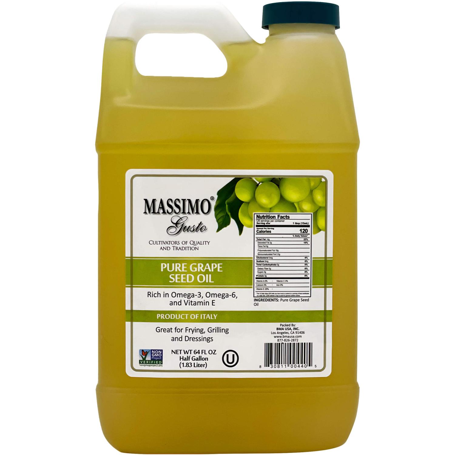 Massimo Gusto Food Service Grape Seed Oil - 1/2 Gallon (64 FL OZ ...