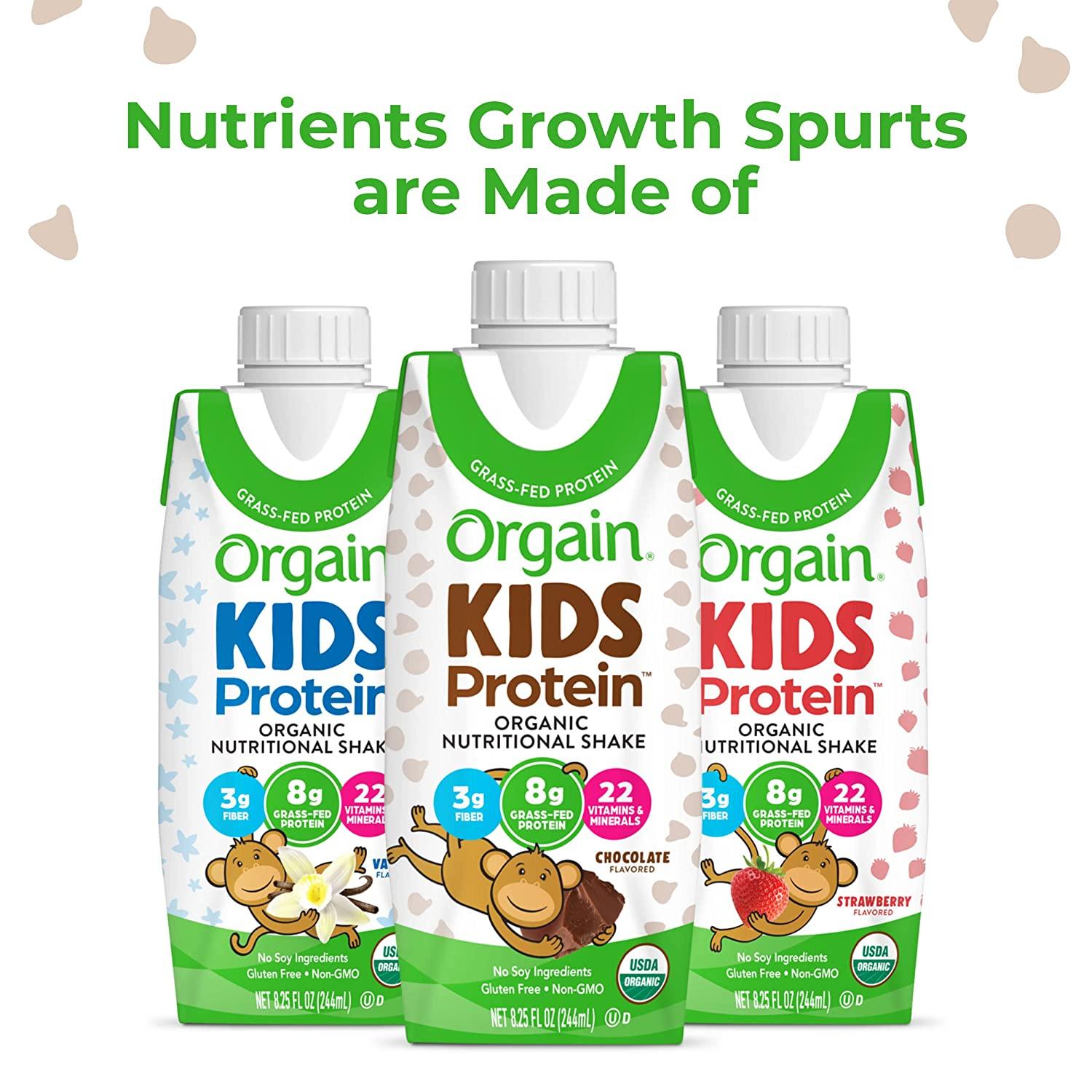 Orgain Organic Kids Protein Shake - Chocolate, 8g Protein, 22 Vitamins ...