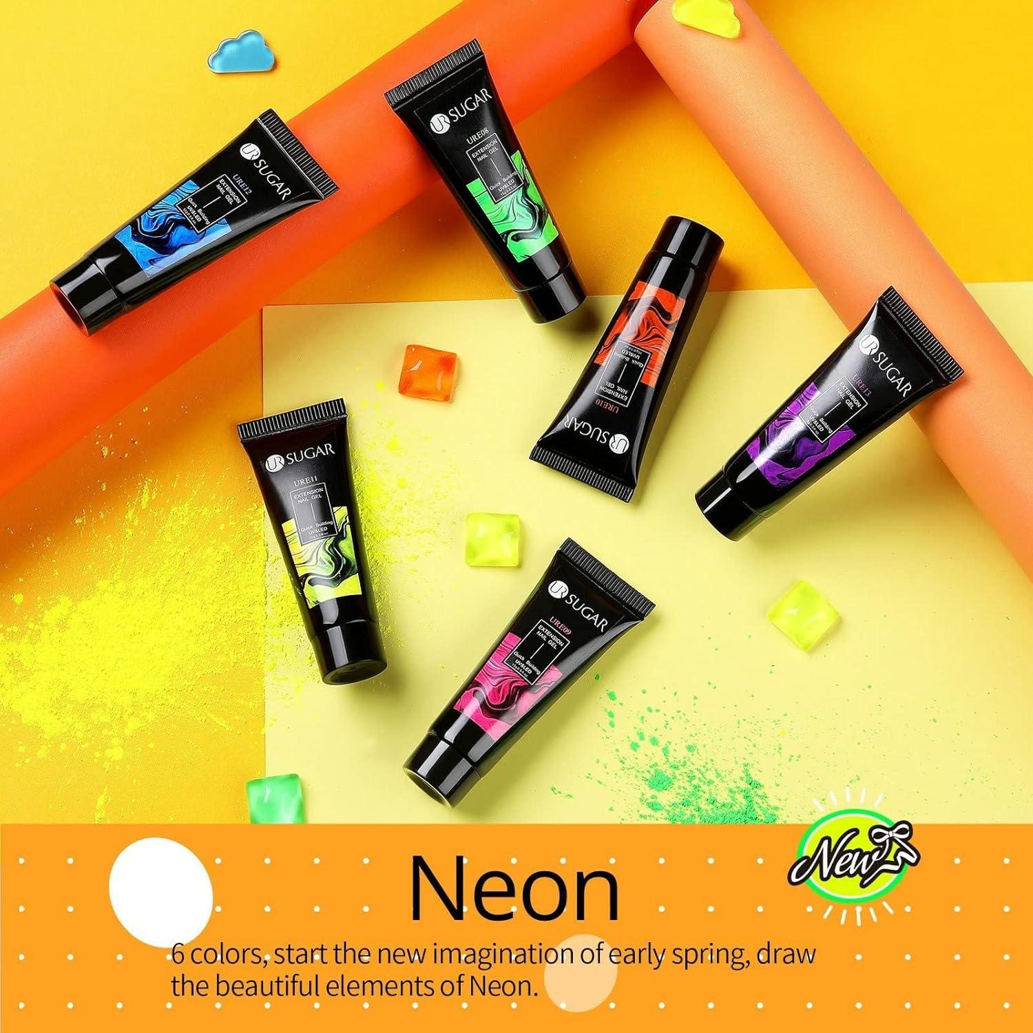 Ur Sugar Polygel Set Neon - 6 Color Nail Extension Gel Tubes | Green ...