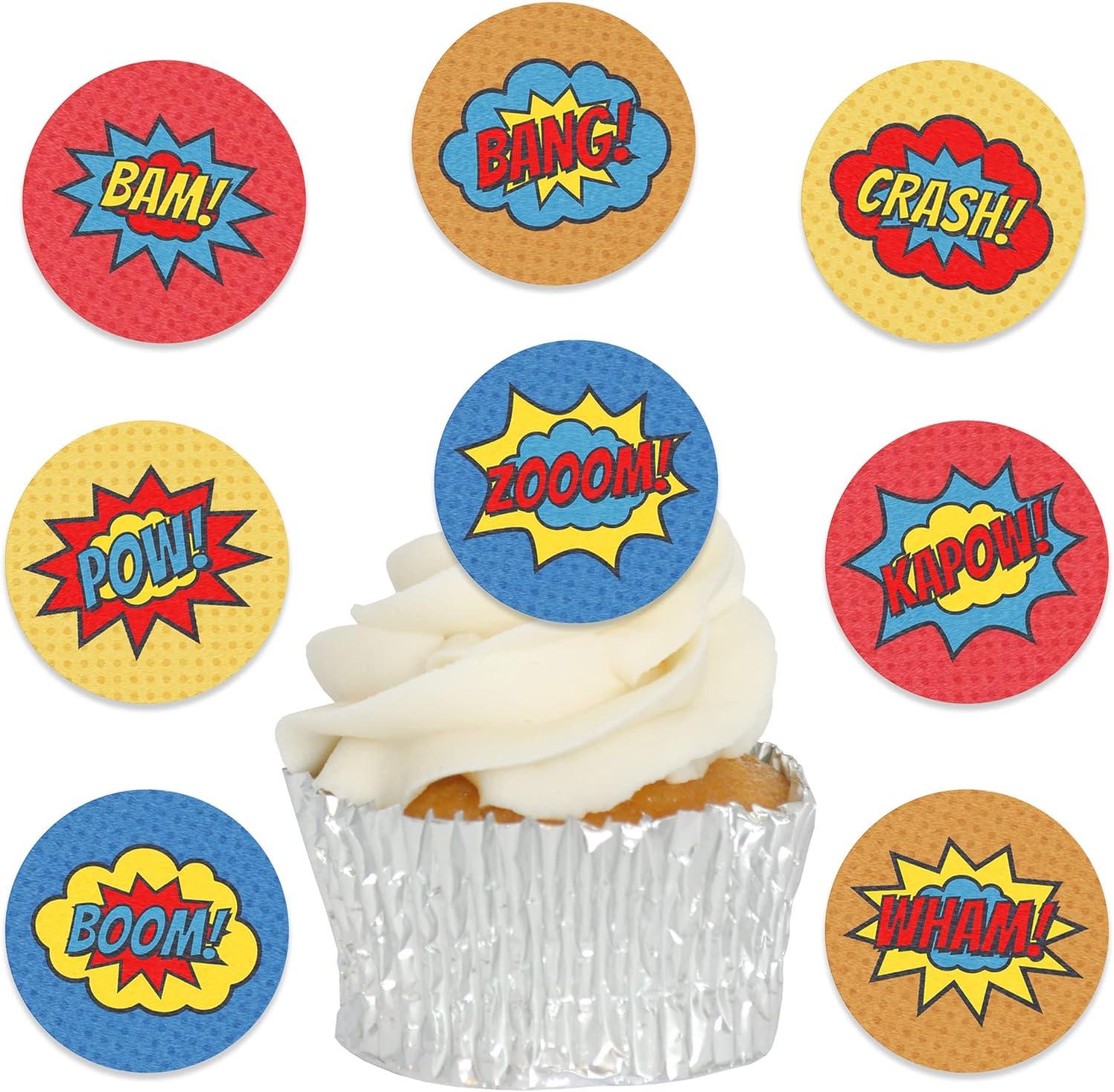 Edible Wafer Comic Book Signs Pre-Cut Cupcake Toppers - 24pc | Buy Now ...