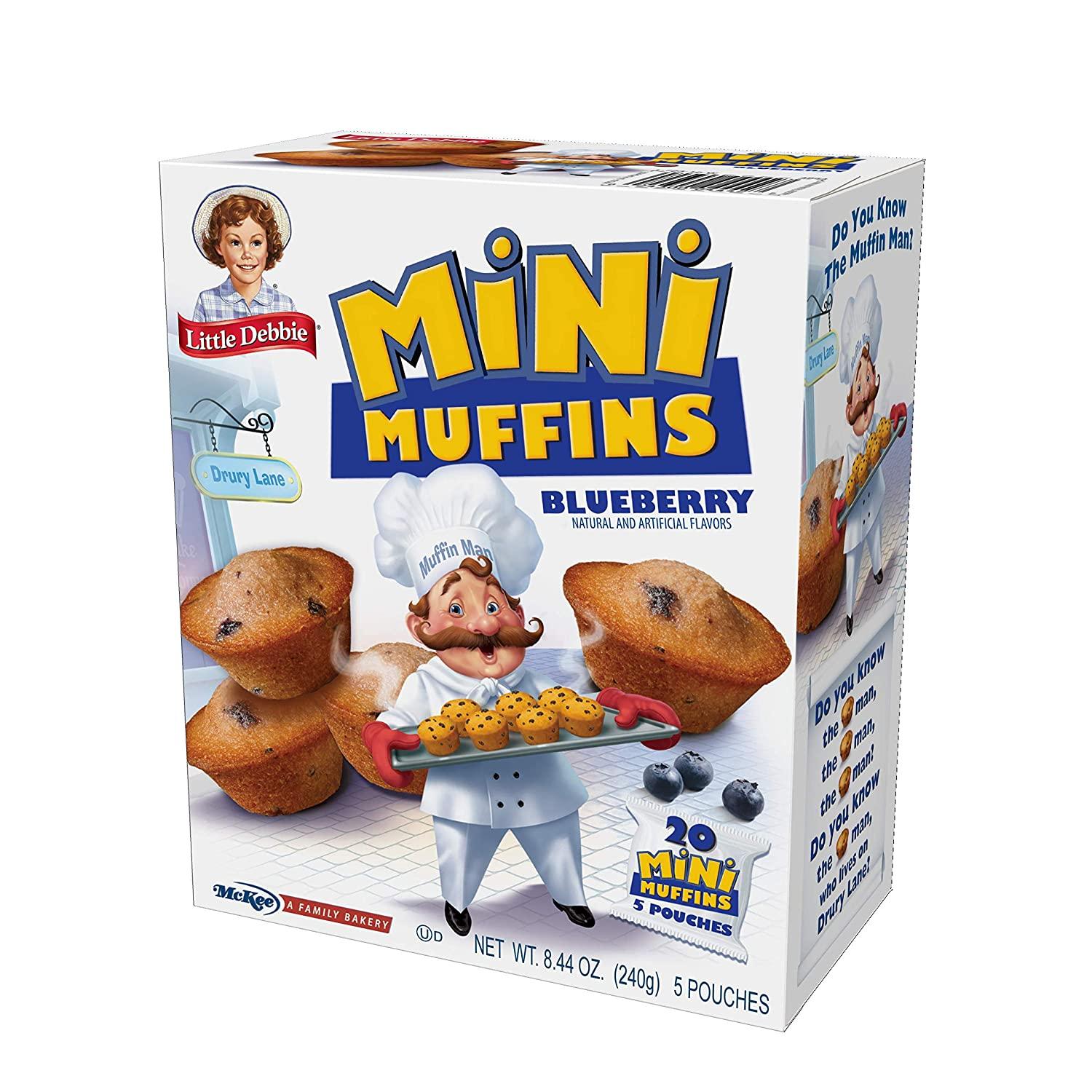 Little Debbie Blueberry Mini Muffins - 20 Mini Muffins in 5 Pouches ...