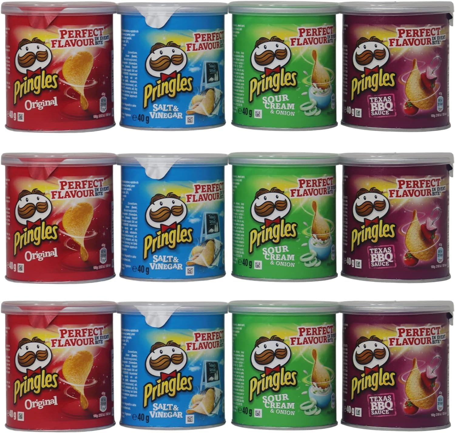 Pringles Crisps Pop & Go Travel Box of 12 Multi Flavour Pots Sour Cream ...