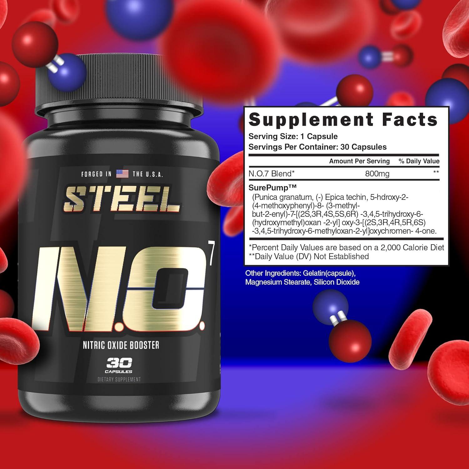 Steel Supplements N.O.7 - Nitric Oxide Formula for Enhanced Blood Flow ...