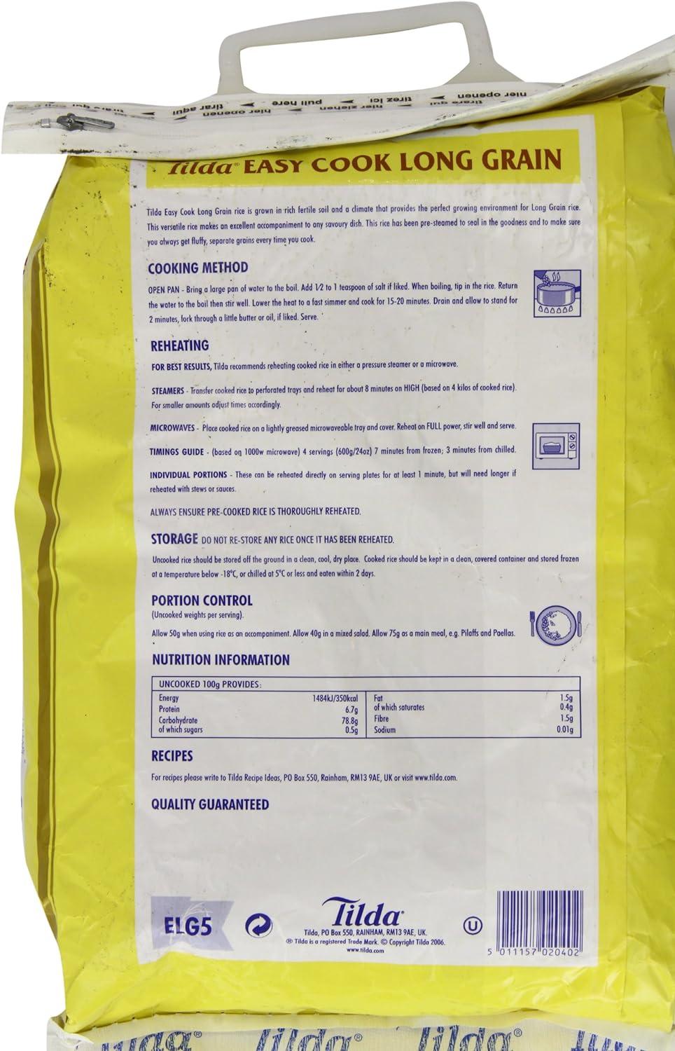 Tilda Easy Cook Long Grain Rice 5kg - Premium Quality in Convenient ...