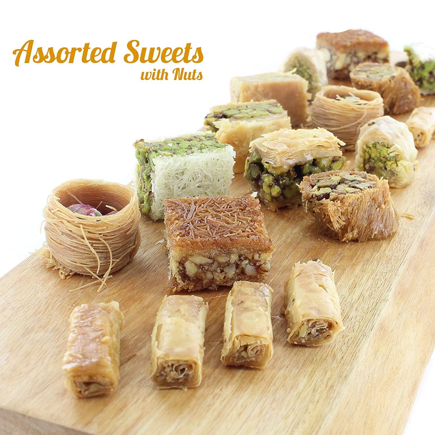 Assortment Sweets Gift Box - Baklava Pistachio and Almond - Authentic Middle East Sweets ...