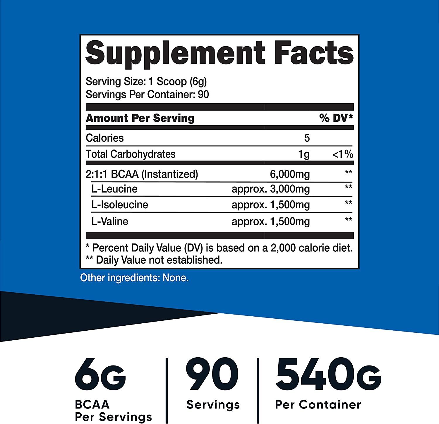 Nutricost BCAA Powder 2:1:1 (Unflavored) 90 Servings - Branched Chain ...