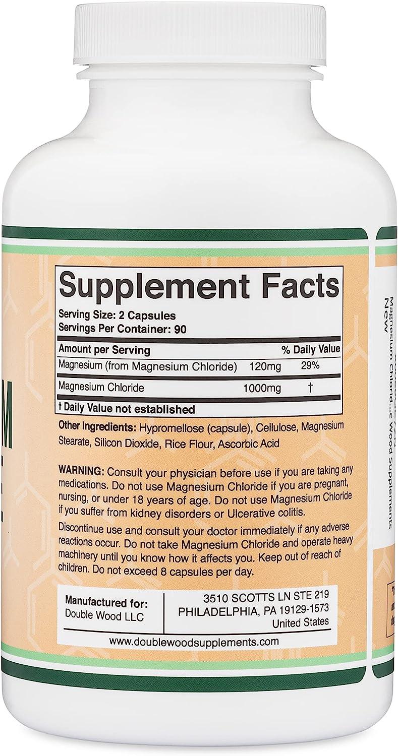 Magnesium Chloride Capsules 1000mg - Supports Digestive & Bone Health ...