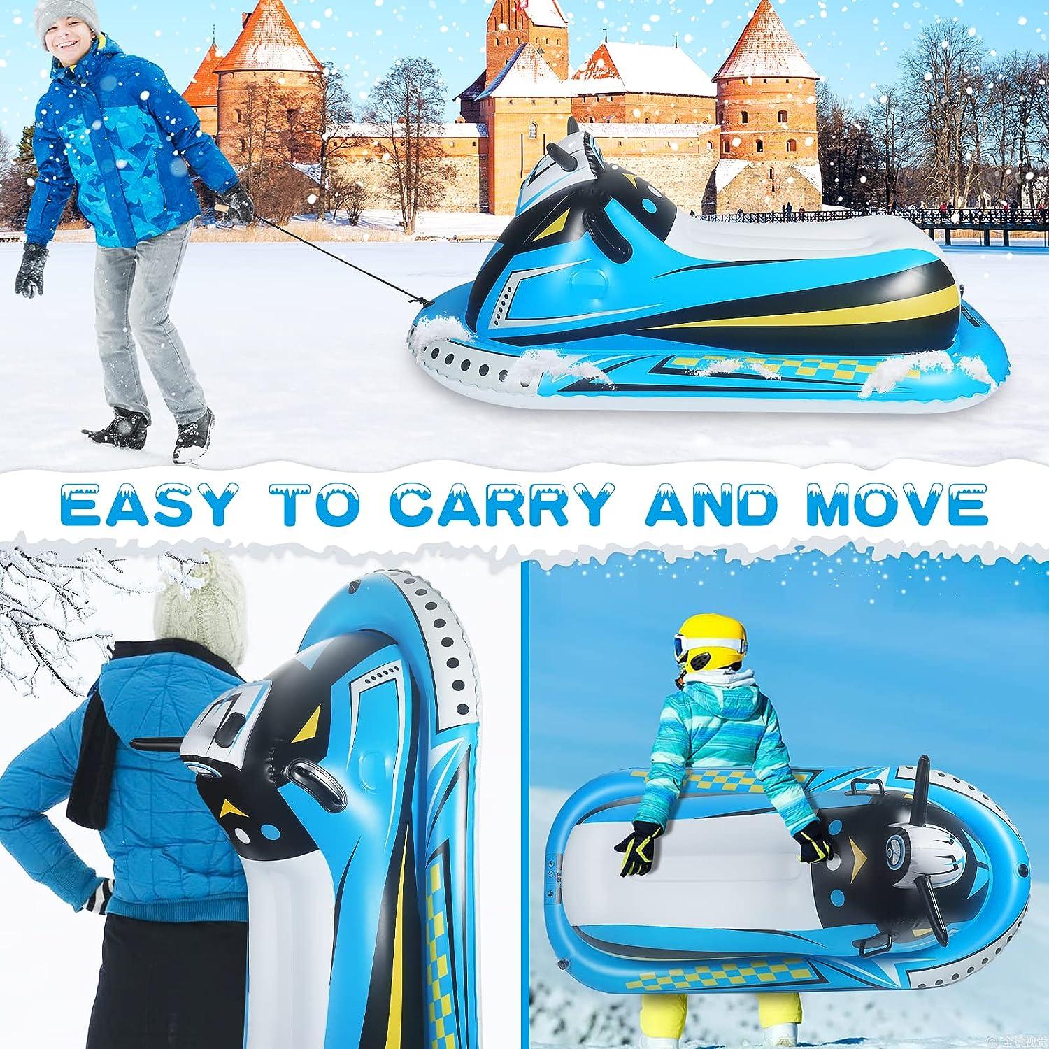 COKWEL Inflatable Snow Sled for Kids and Adults - Snow Tube with ...