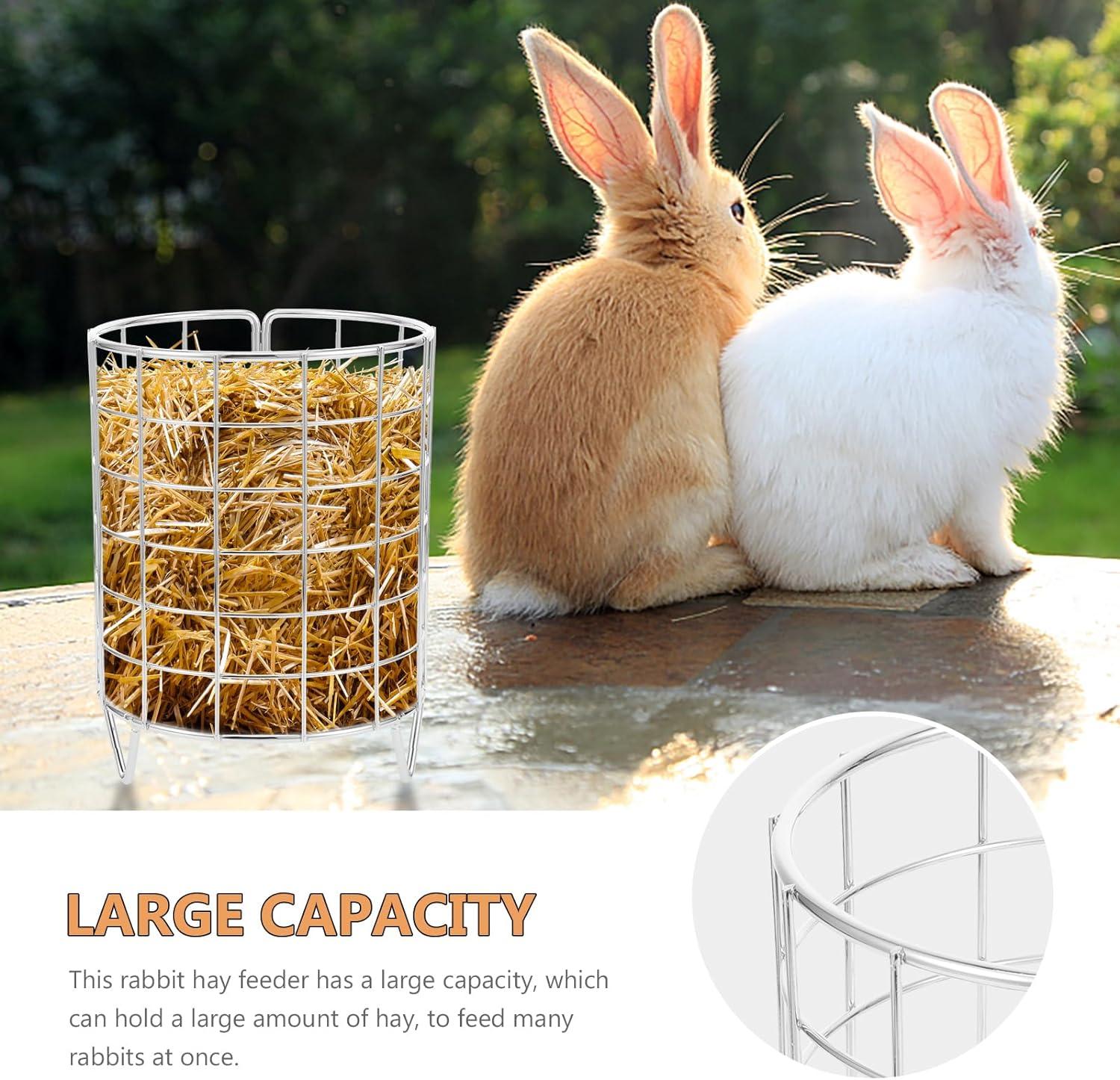 PATKAW Metal Rabbit Grass Feeder Free Standing Bunny Grass Feeder Rack ...