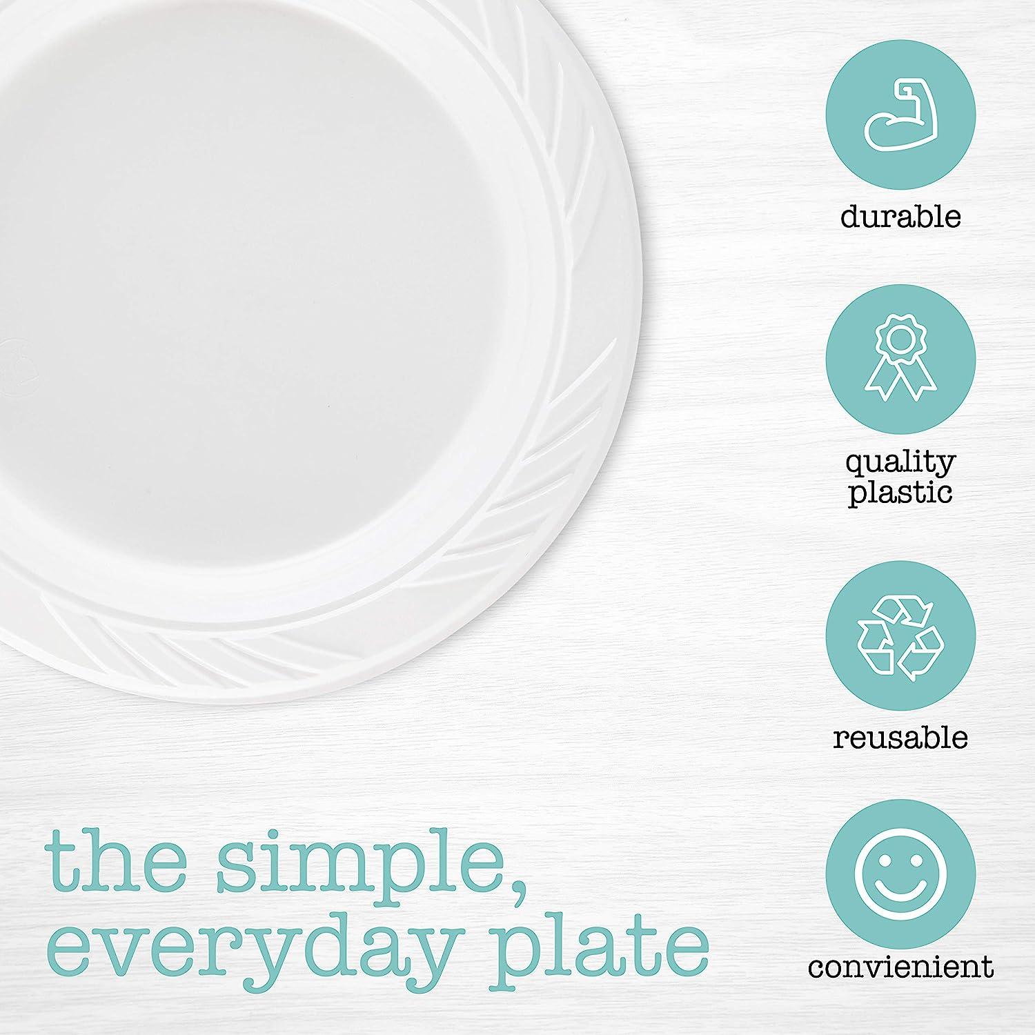 100 Count Disposable 6 Inch White Plastic Dessert Plates - Pack of 100 ...