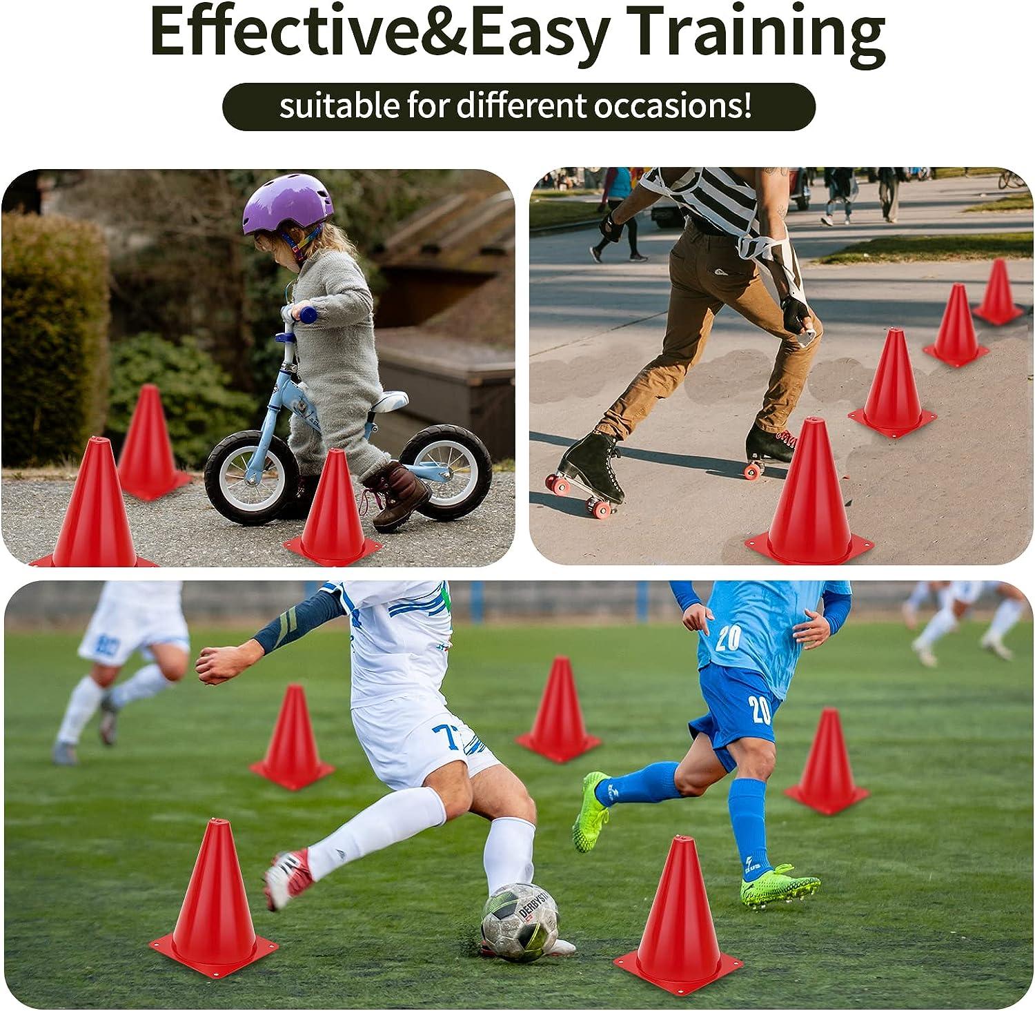 Kids Sports Training Cones Set - 24 Pack 7 Inch Agility Field Markers ...